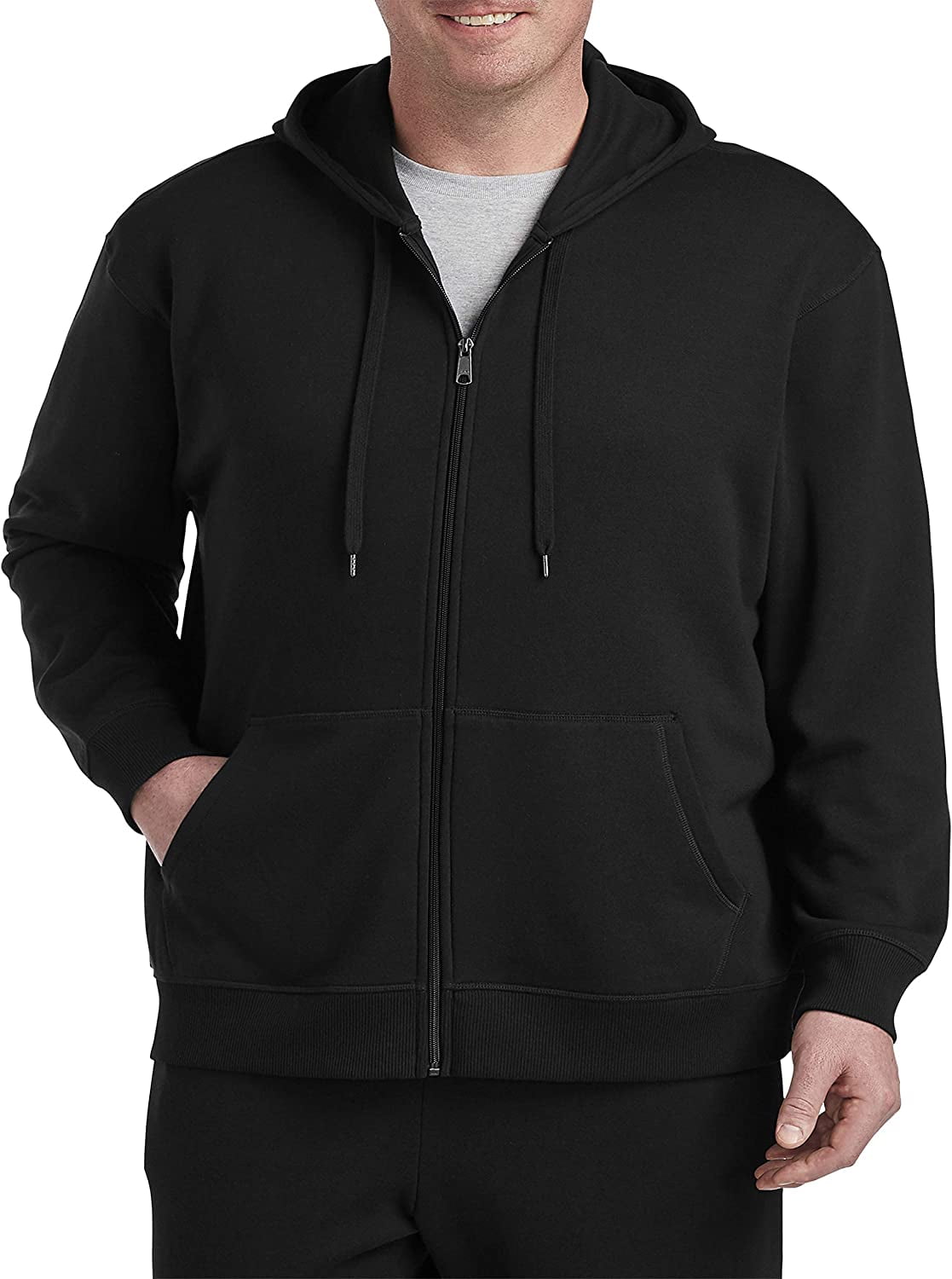 Society of One by DXL Men's Big and Tall Men's Big & Tall Essential Zip-Front Hoodie, Black, XLT ...