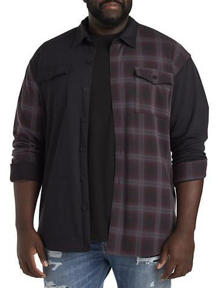 Society of One by DXL Men's Big and Tall Patchwork Swacket Black 1XLT ...