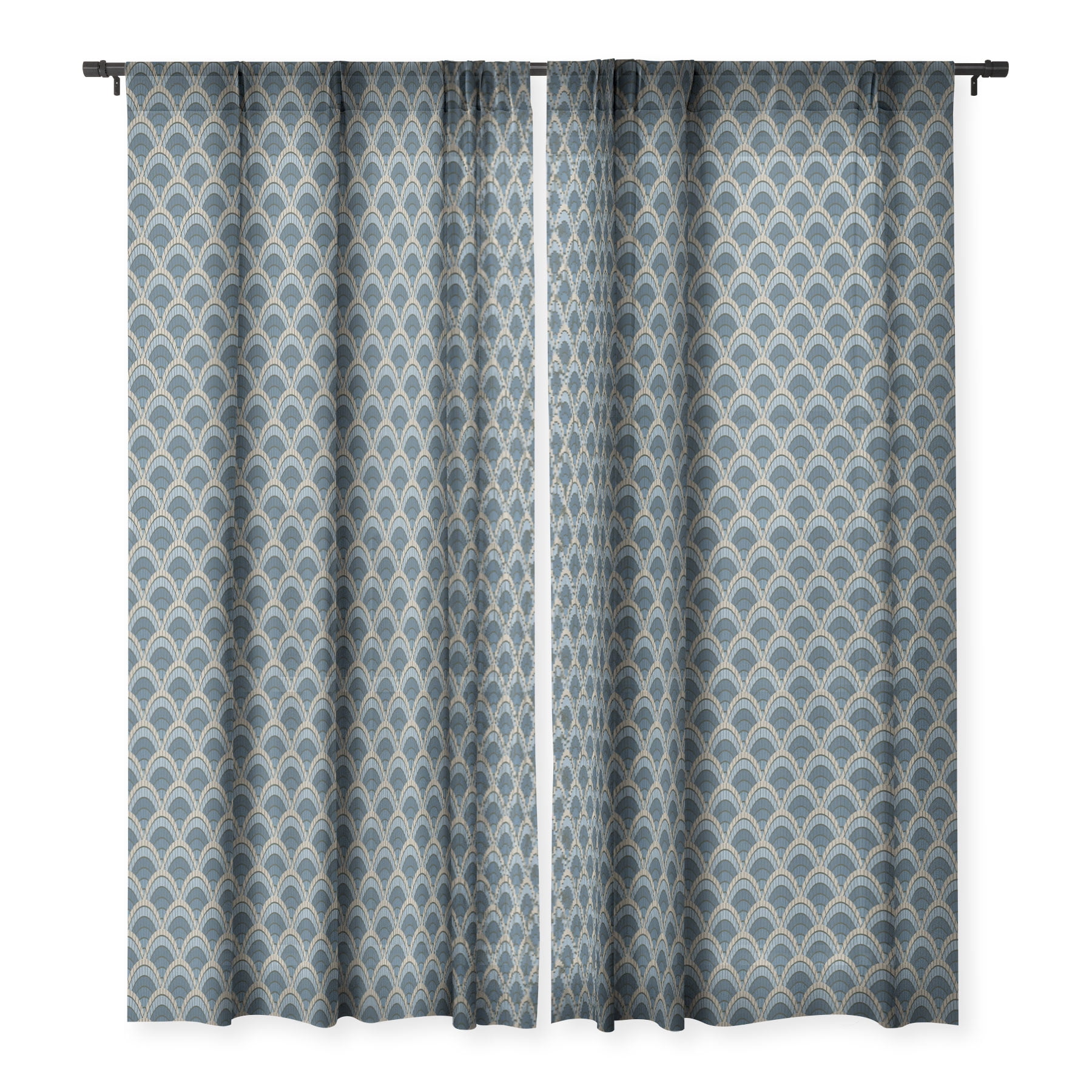 Society6 Holli Zollinger Mosaic Scallop Blue Single Panel Sheer Window ...