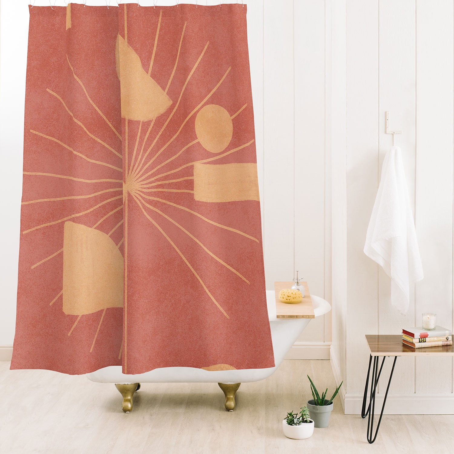 Society6 Lola Terracota Geometrical Shapes Moving Shower Curtain 71" x ...