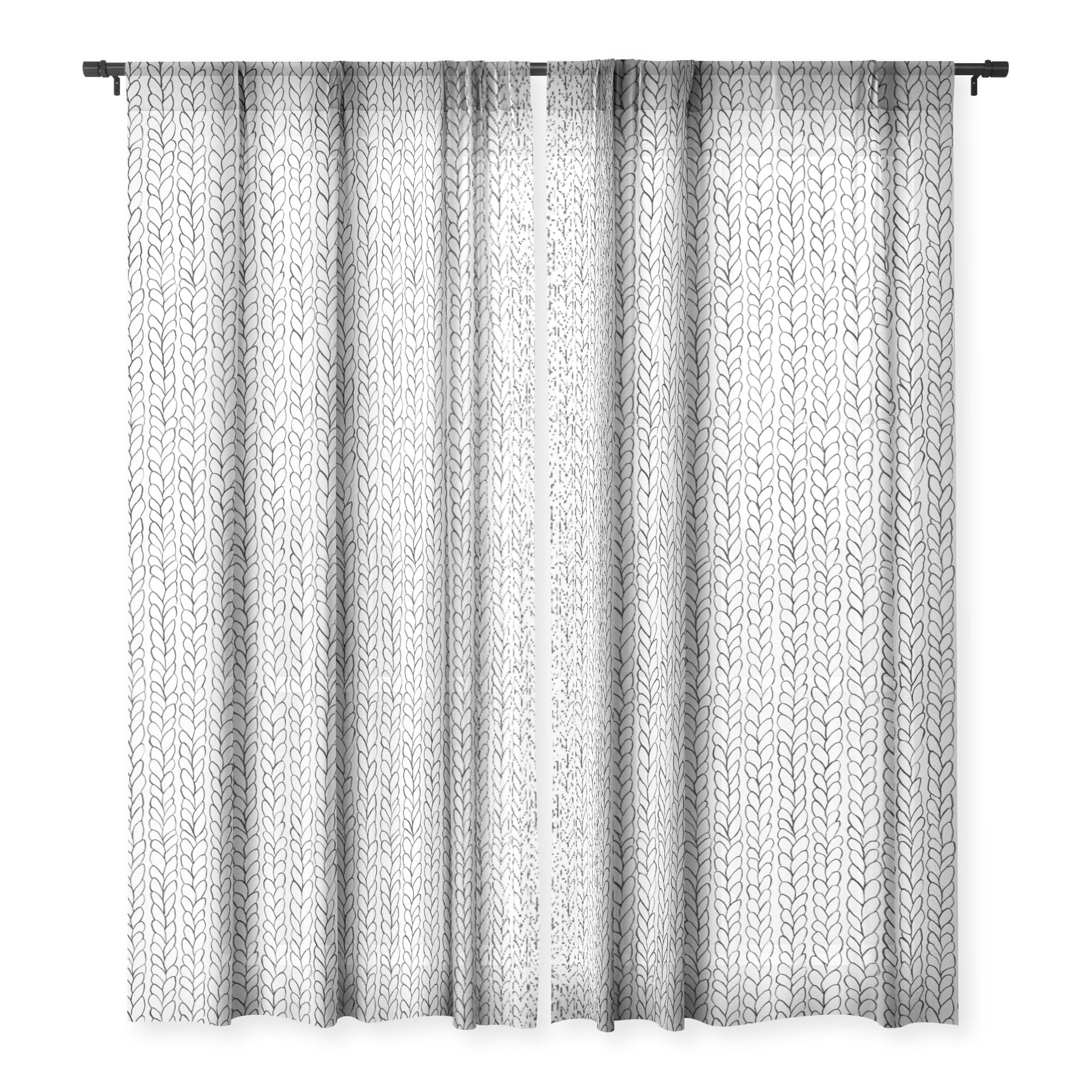 Society6 Ninola Design Wool Braids Drawing Single Panel Sheer Window ...