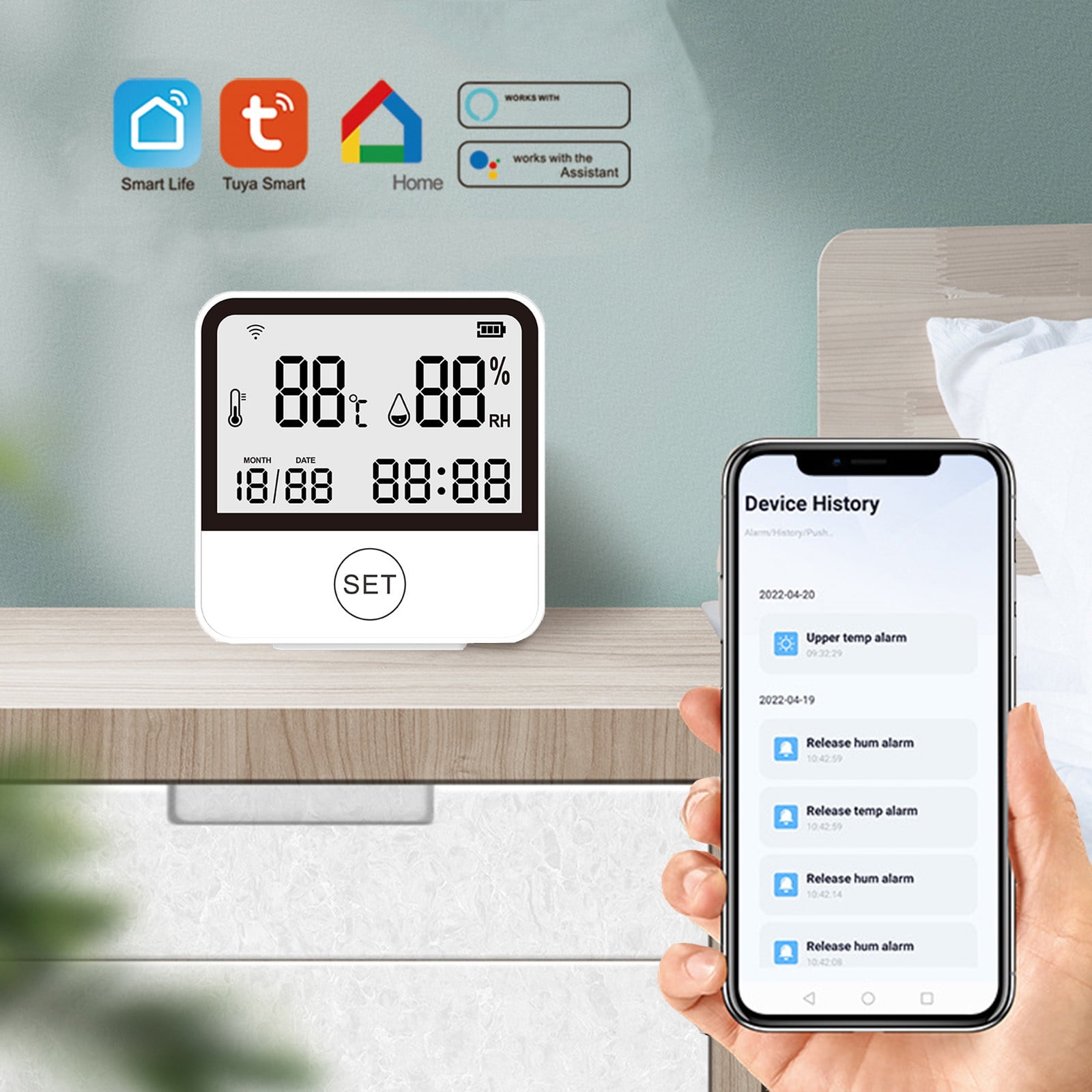 Socisucc Tuya Smart WiFi Temperature And Humidity Detector Temperature ...