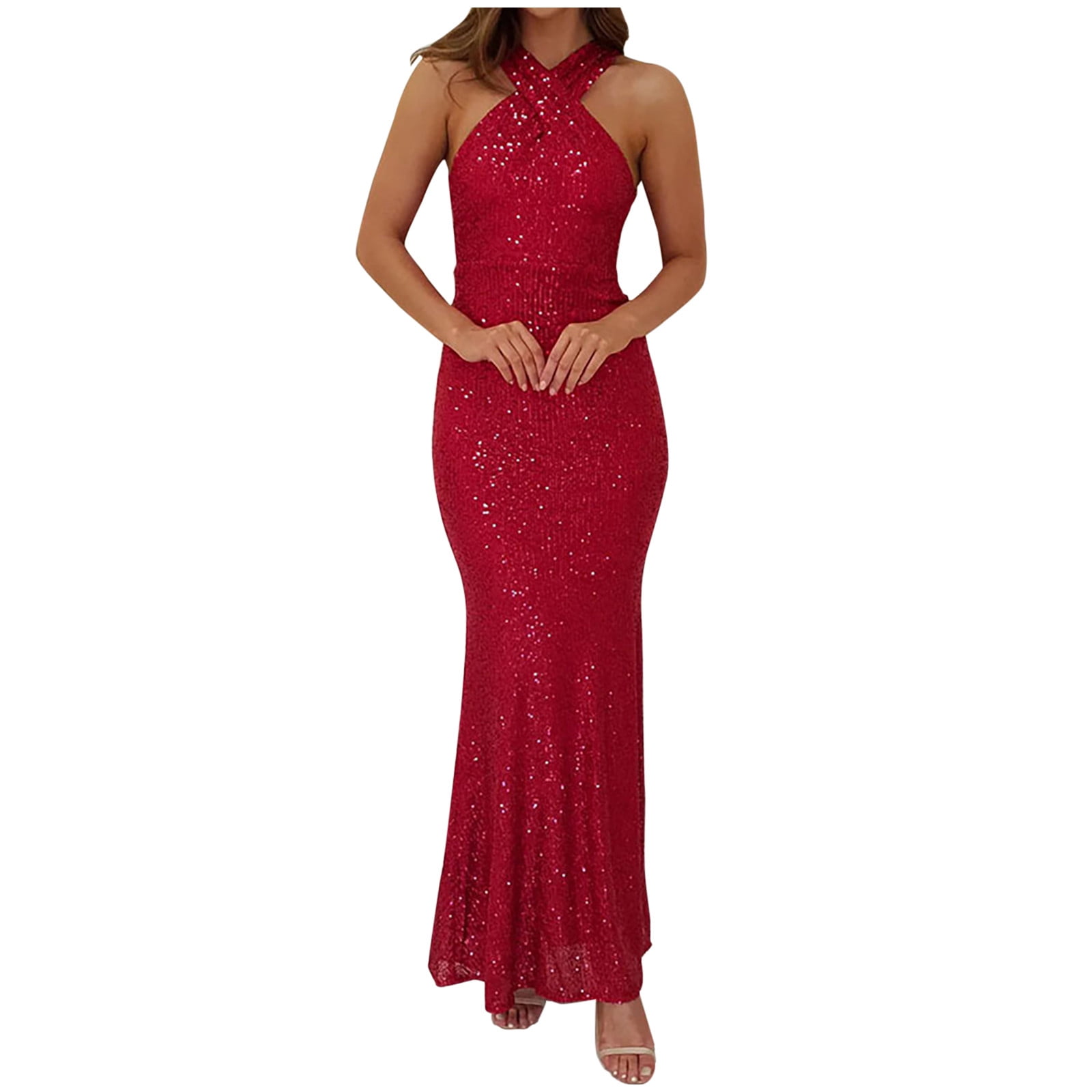 Socisucc Women's Sequin Dress Glitter Dress Sparkly Formal Cocktail ...