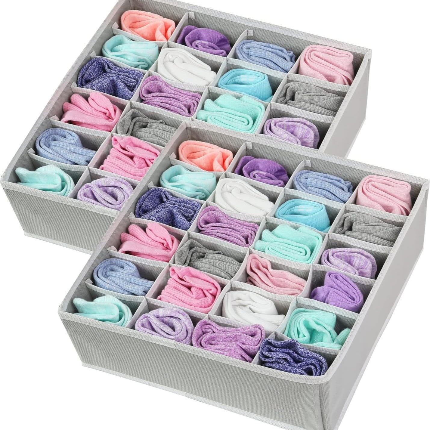 Sock Drawer Organizer Divider Underwear Organizer, 24 Cell Closet ...