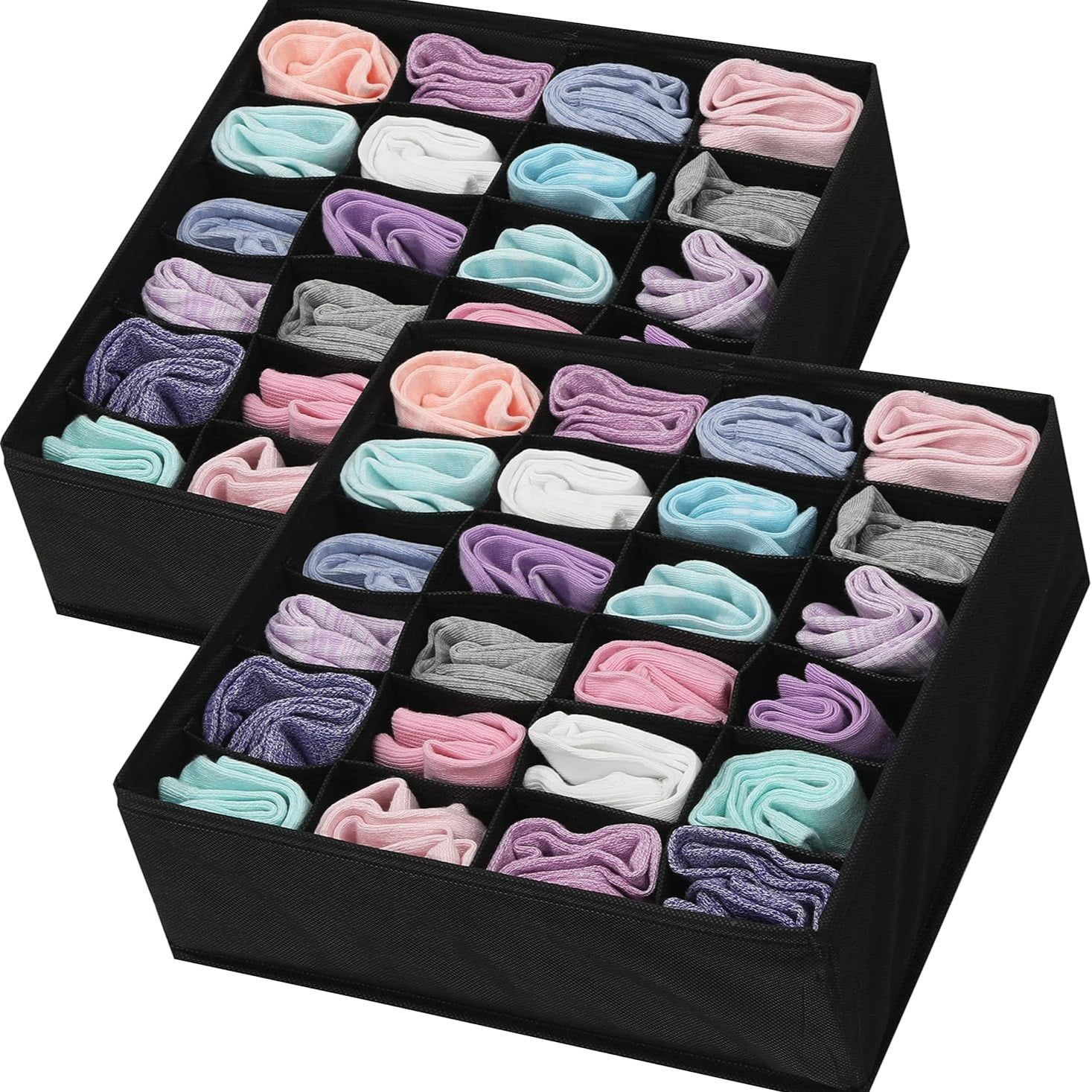 Sock Drawer Organizer Divider Underwear Organizer, 24 Cell Closet ...