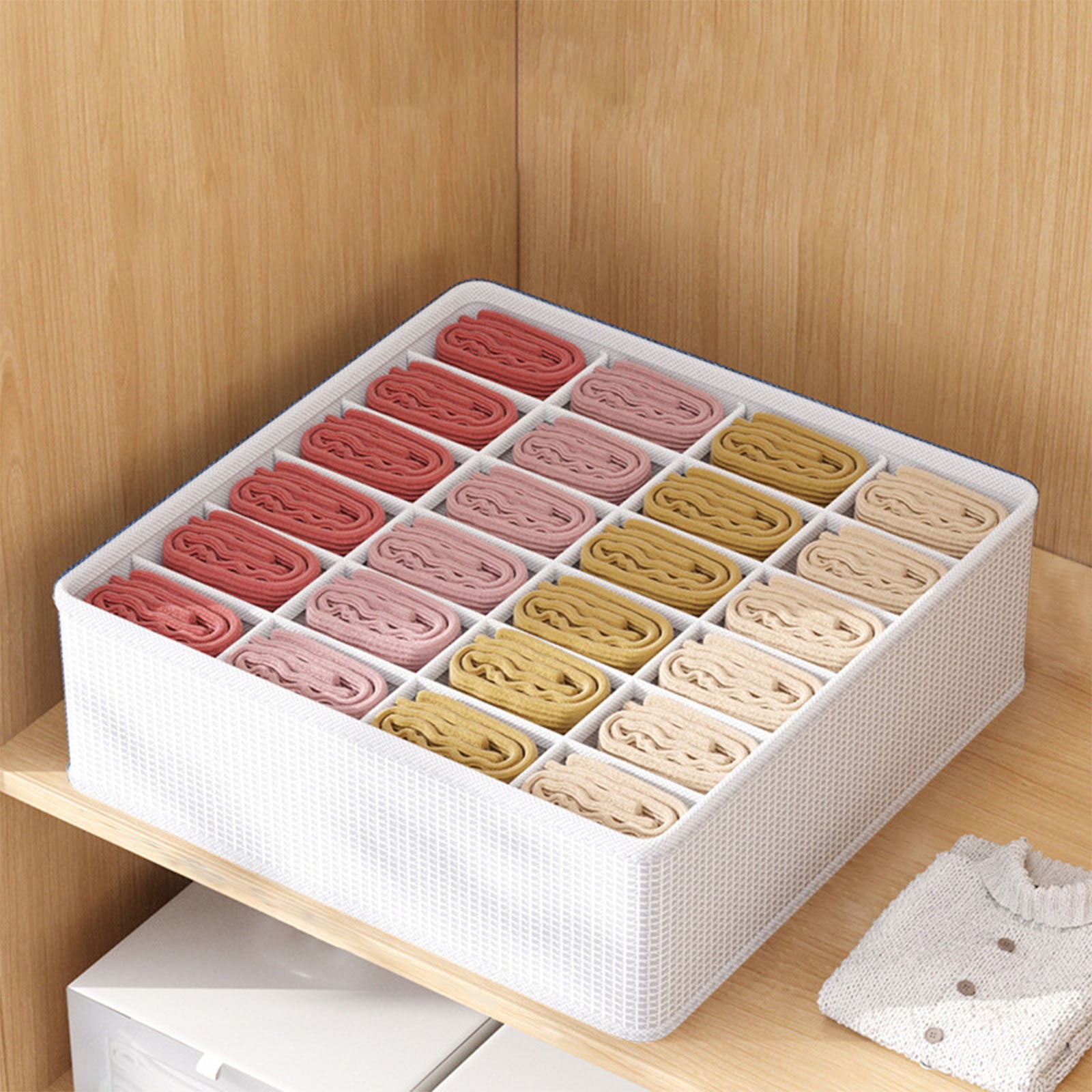 Sock Drawer Organizer Divider Underwear Organizer, 24 Cell Fabric ...