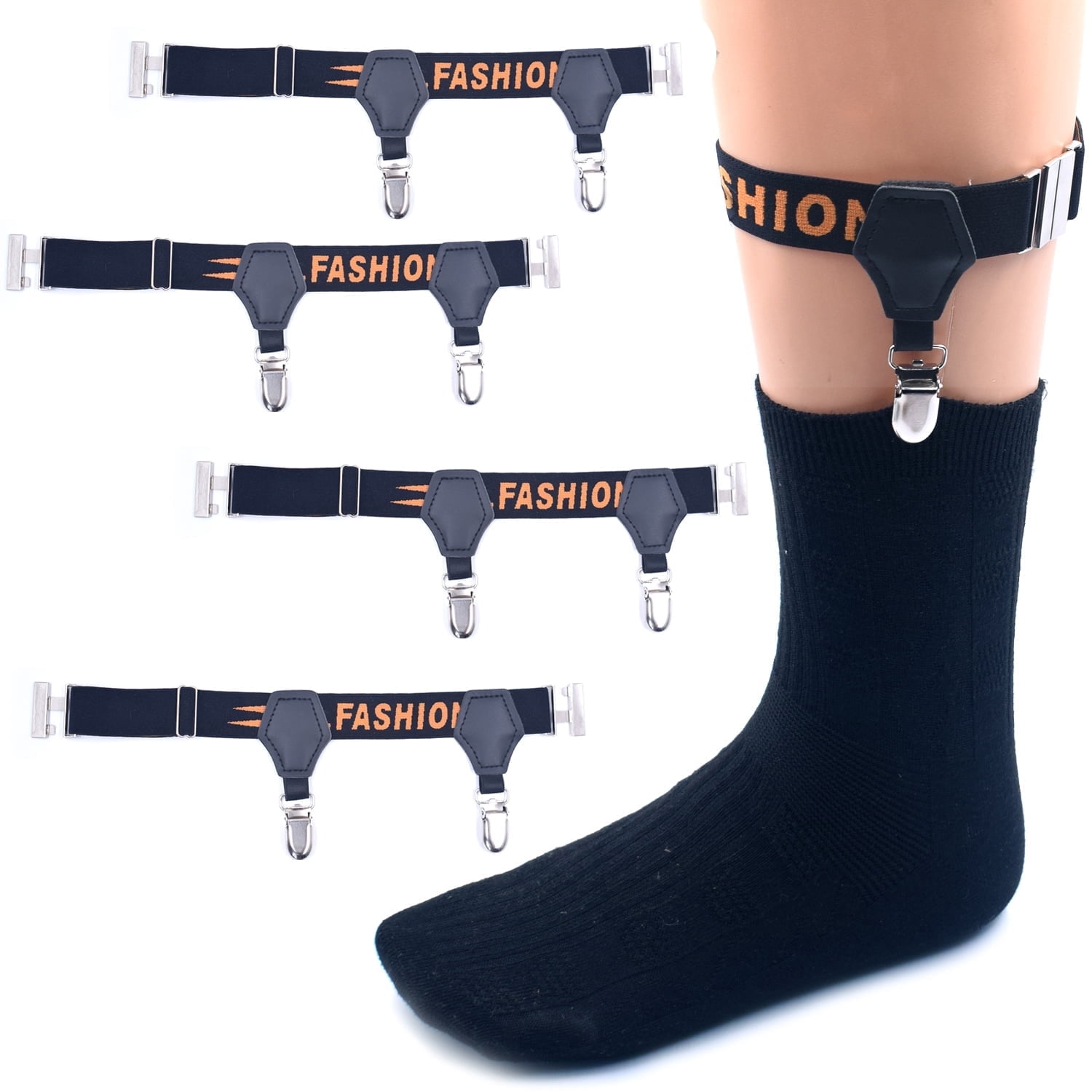 Sock Garters Belt for Men Sock Suspenders 4 Pack Adjustable Non-Slip ...