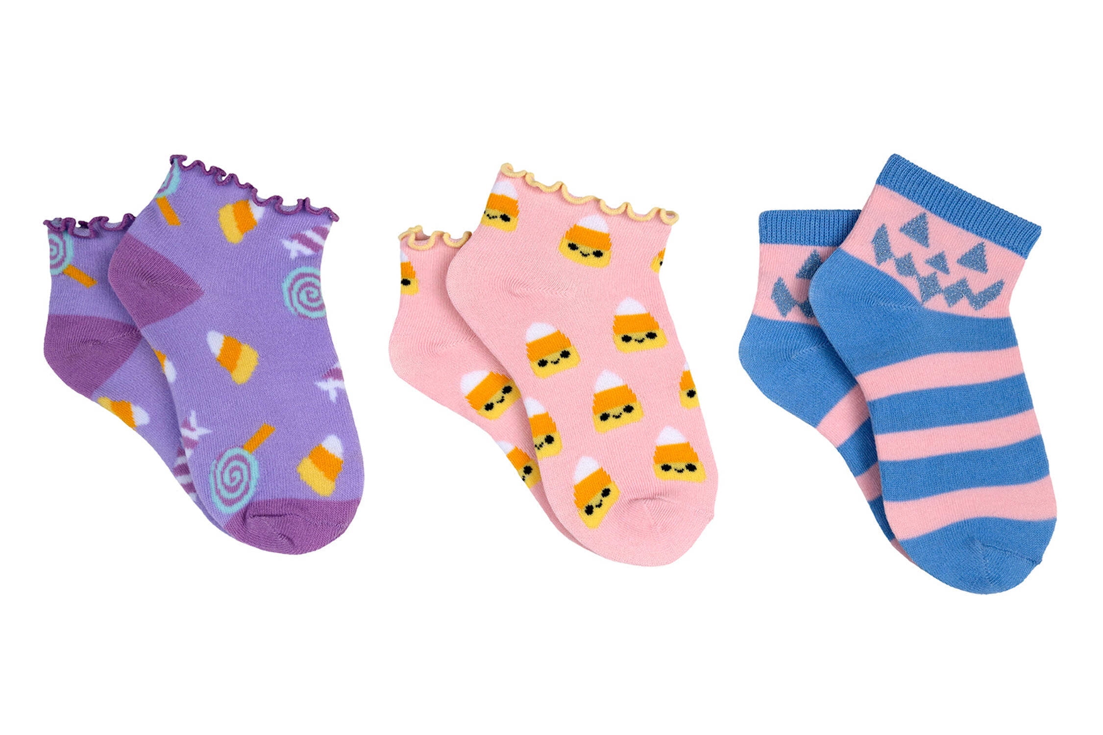 Sock House Co. Halloween Girls Candy Corn 3 Pair Anklet Socks - Walmart.com