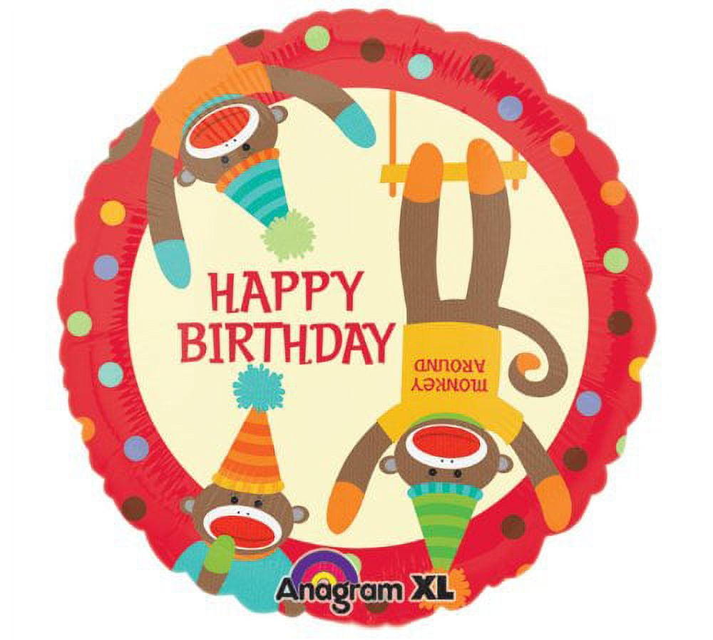 Sock Monkey Birthday Party Balloon Decorations Supplies - Walmart.com