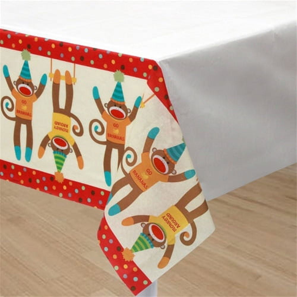 Sock Monkey 'Monkeying Around' Paper Table Cover (1ct) - Walmart.com