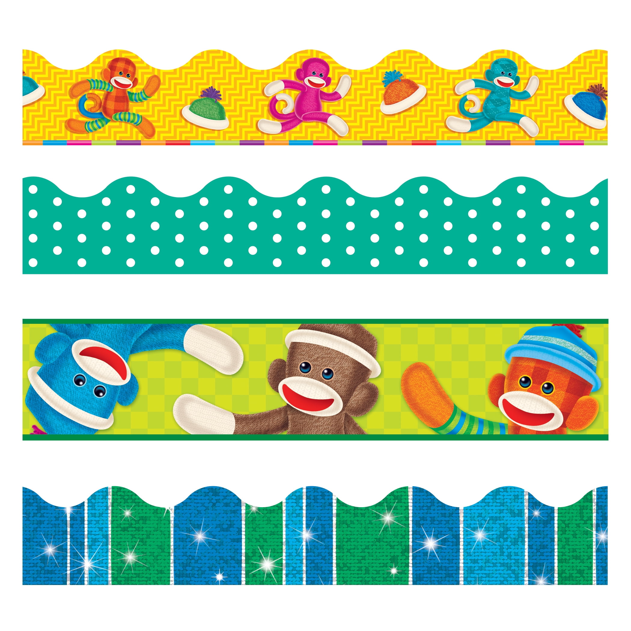 Trend Enterprises Sock Monkeys Border Variety Pack 90829 - Walmart.com