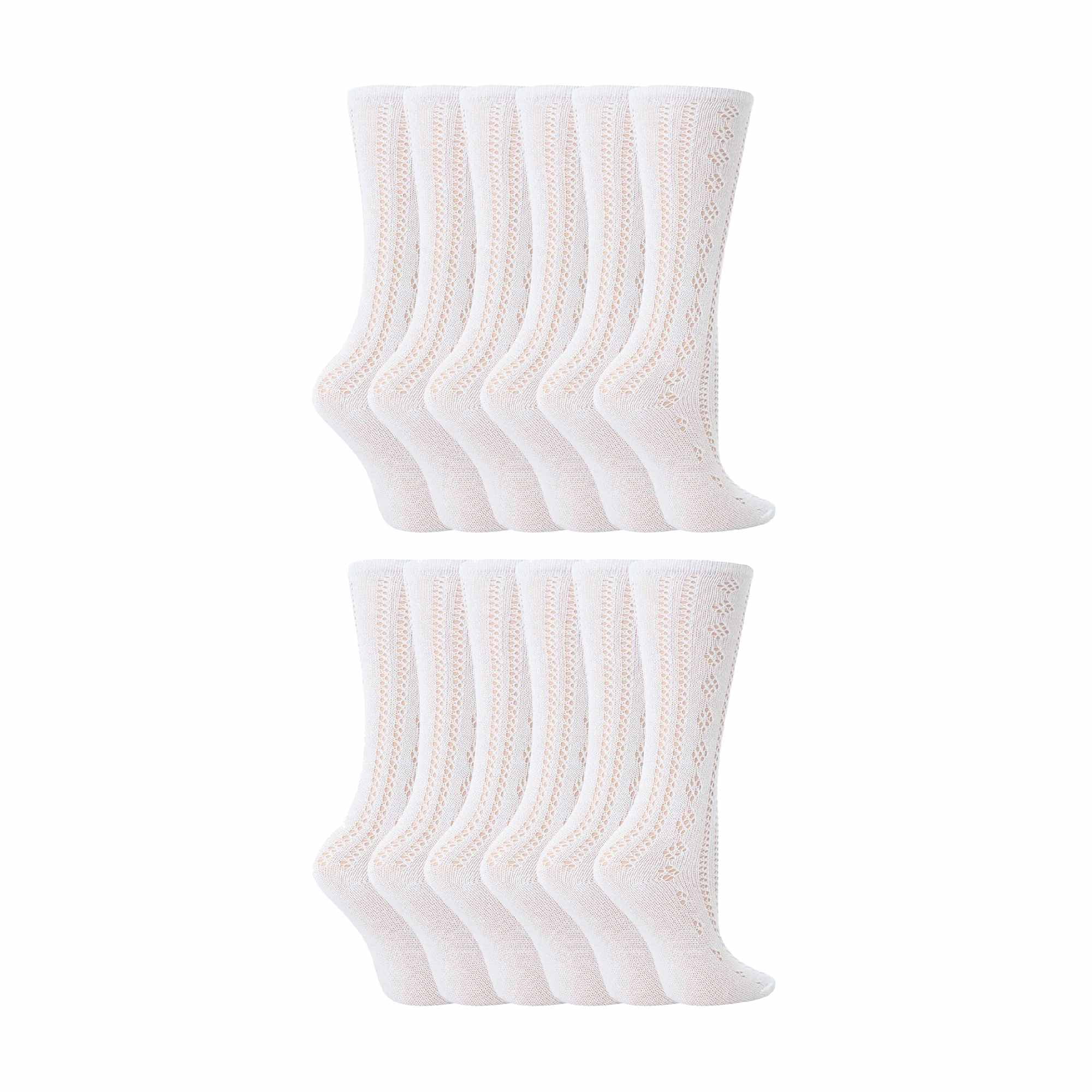 Sock Snob - 12 Pack Girls Cotton Rich Knee High White Uniform Socks ...