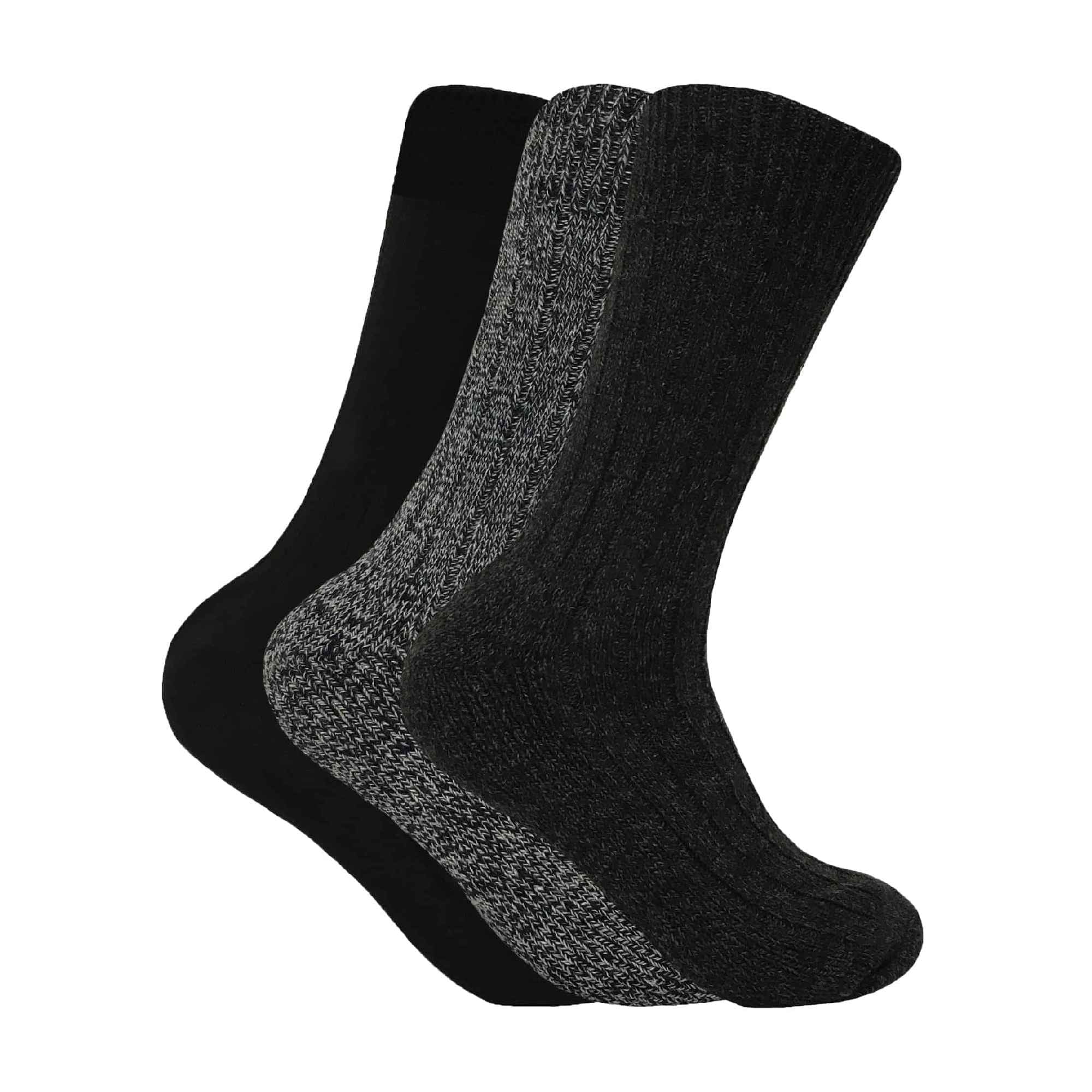 Sock Snob - 3 Pairs Mens Cushioned Sole Wool Blend Walking Hiking Socks ...