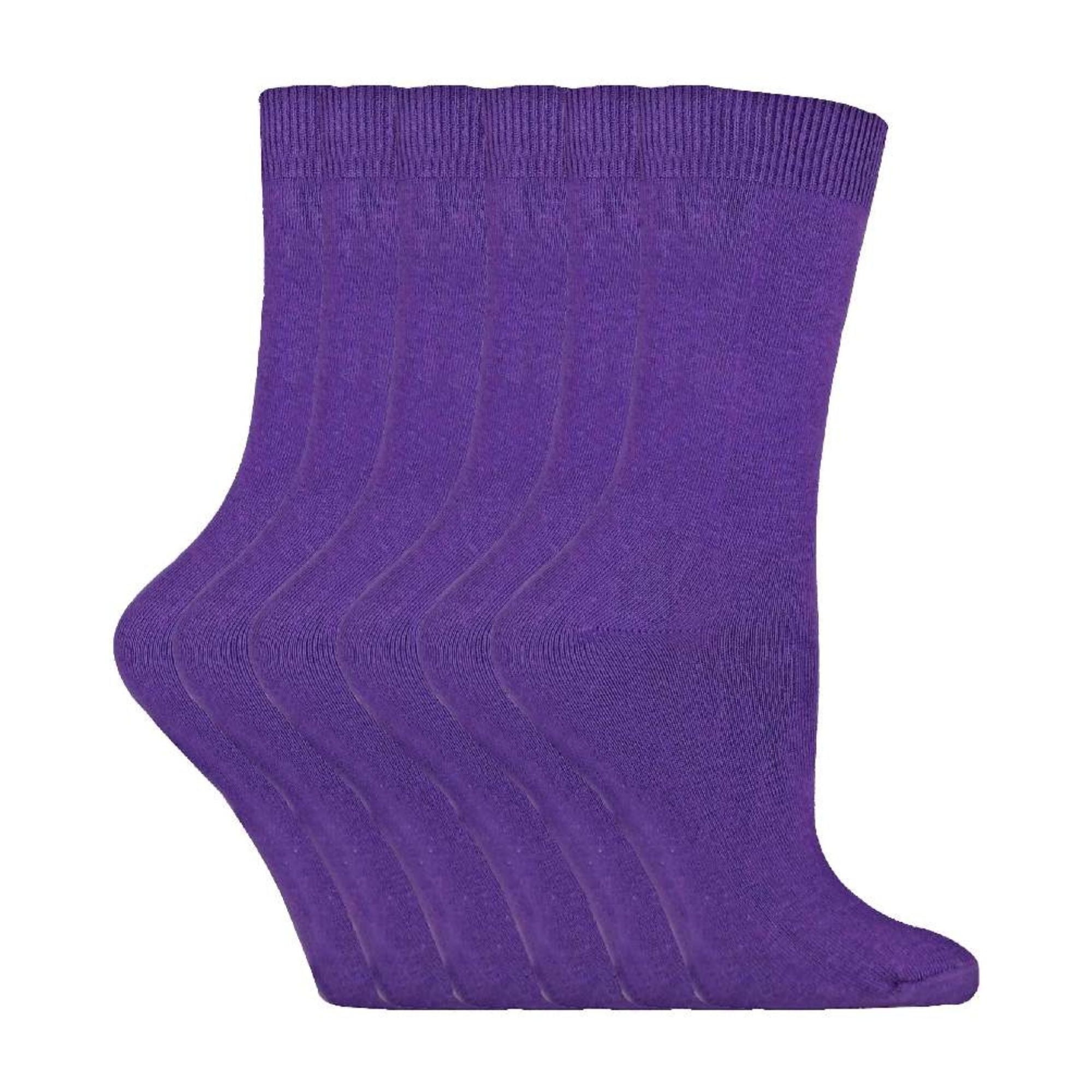 Sock Snob - 6 Pairs of Ladies Plain Coloured Cotton Rich Ankle Socks ...