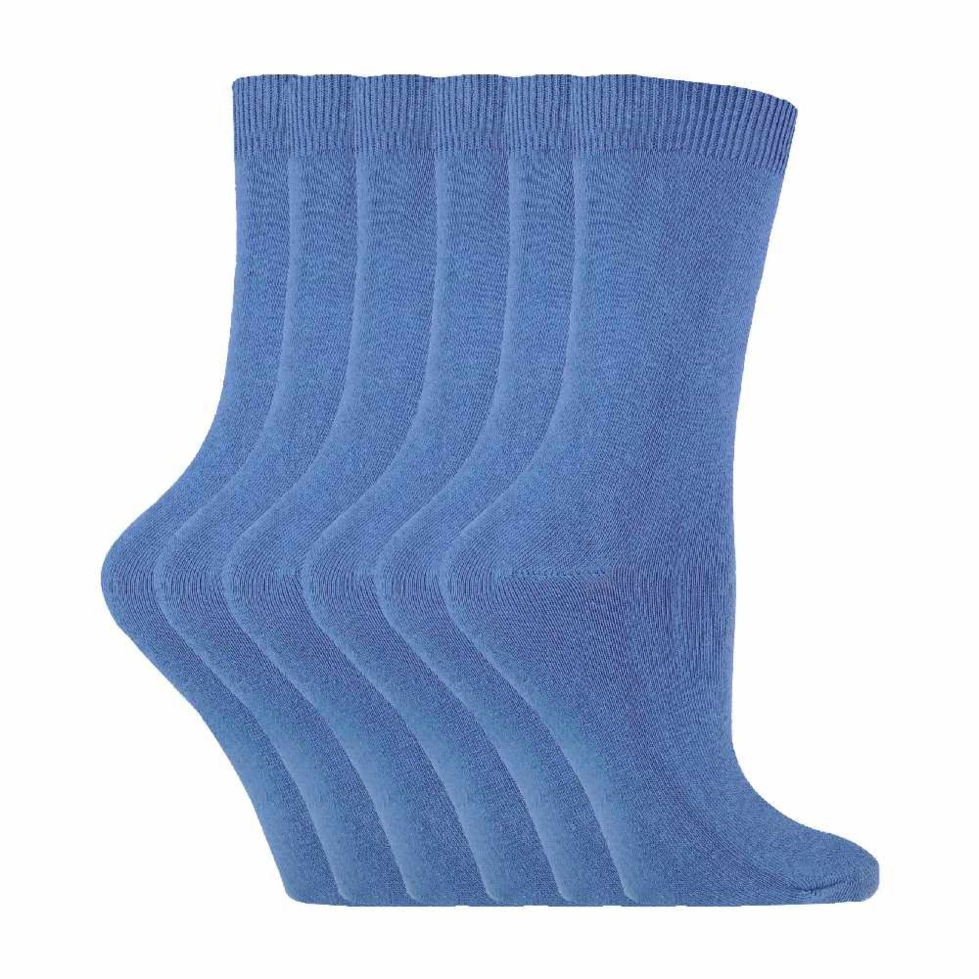 Sock Snob - 6 Pairs of Ladies Plain Coloured Cotton Rich Ankle Socks ...