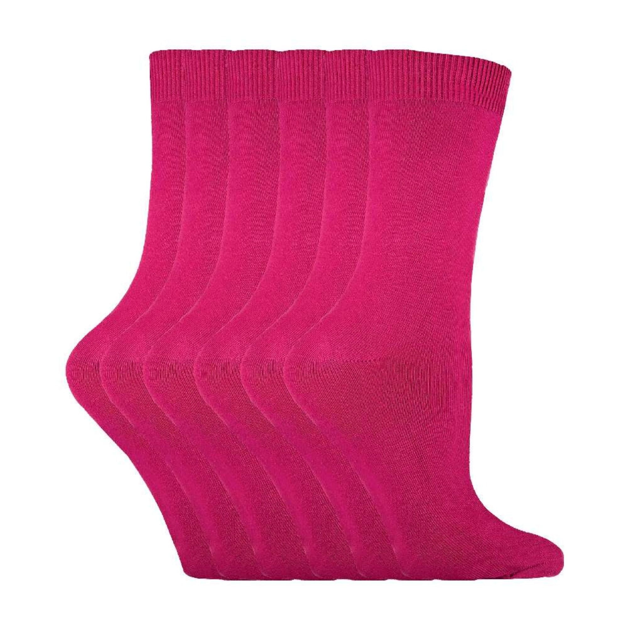 Sock Snob - 6 Pairs of Ladies Plain Coloured Cotton Rich Ankle Socks ...