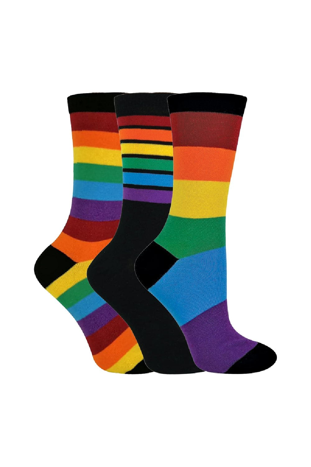 Sock Snob - Childrens Kids 3 Pair Striped Rainbow Design Casual School ...