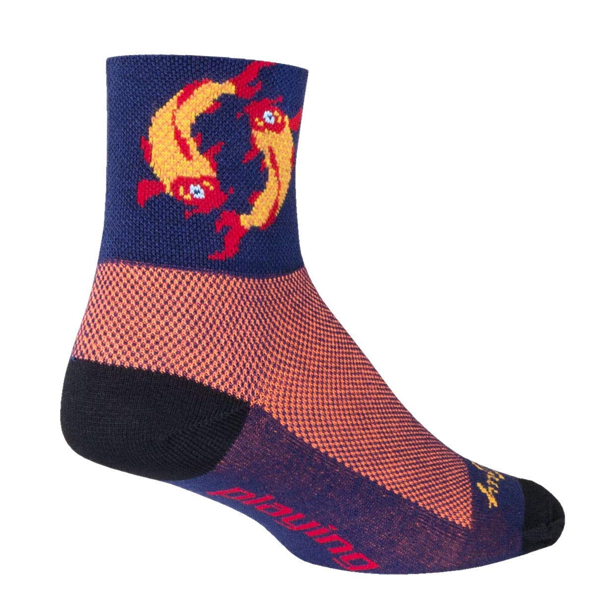 SockGuy Classic Koi Socks - 3 inch, Indigo/Red/Yellow, Small/Medium ...