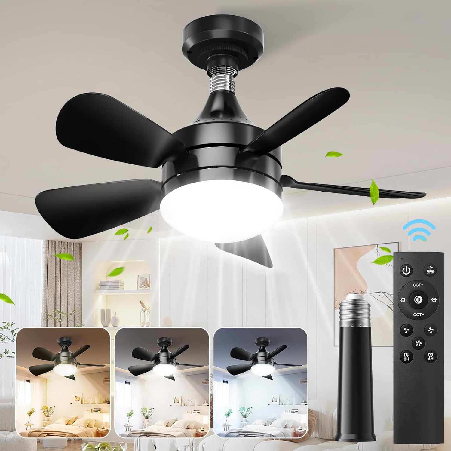 Socket Ceiling Fans with Lights and Remote - Socket Fan light with Led ...