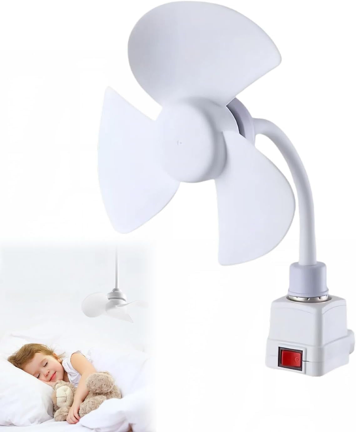 Socket Ceiling Fans with Plug Adapter,Mini Quiet Electric Fan with ...