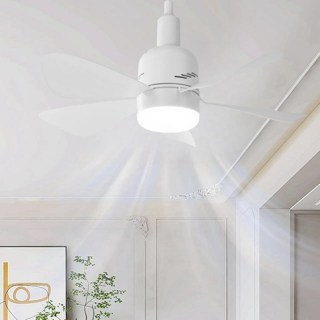 Socket Fan Ceiling Fan with Light -Remote Control-Screw in Light Bulb ...