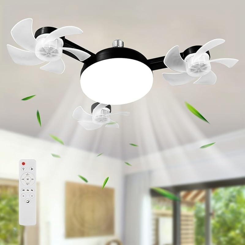 Socket Fan Light,4 Head Drone Fan Lights,E26 Screw in Ceiling Fans in ...