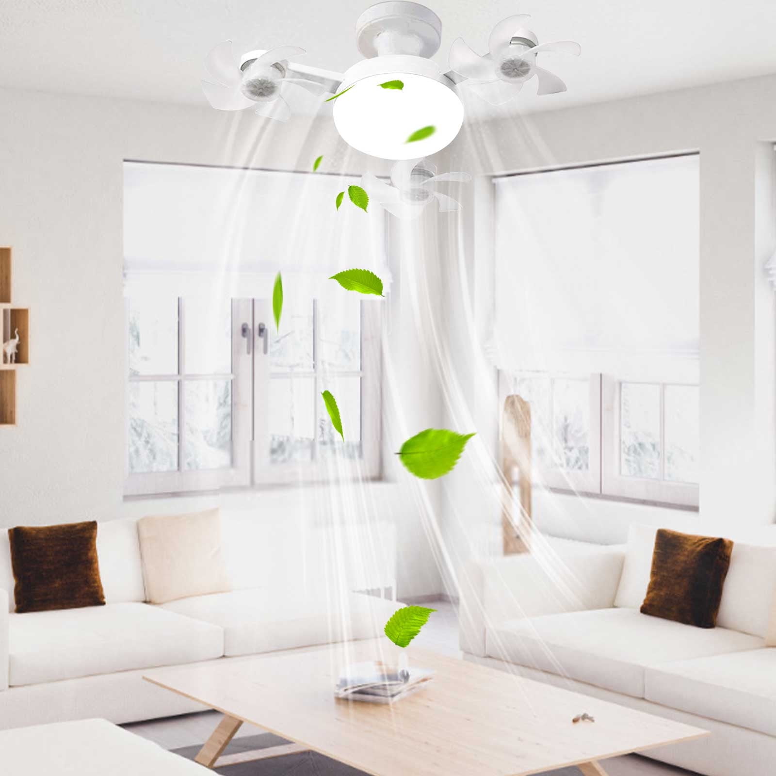 Socket Fan Light, Dimmable LED Ceiling Fans with Remote, 360° Super ...