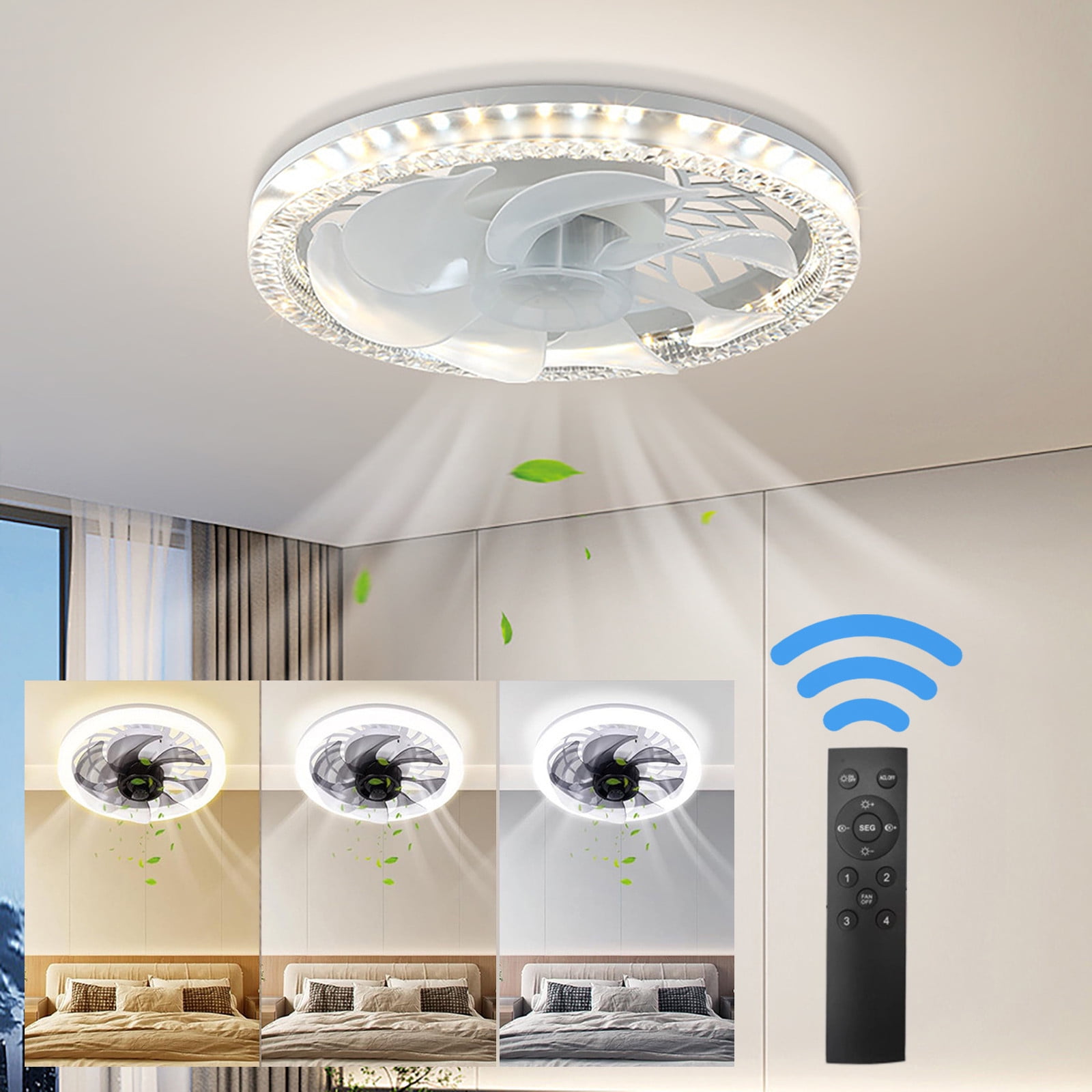 Socket Fan Light with Remote, 11.8" Ceiling Fan with Lights, 2000 ...