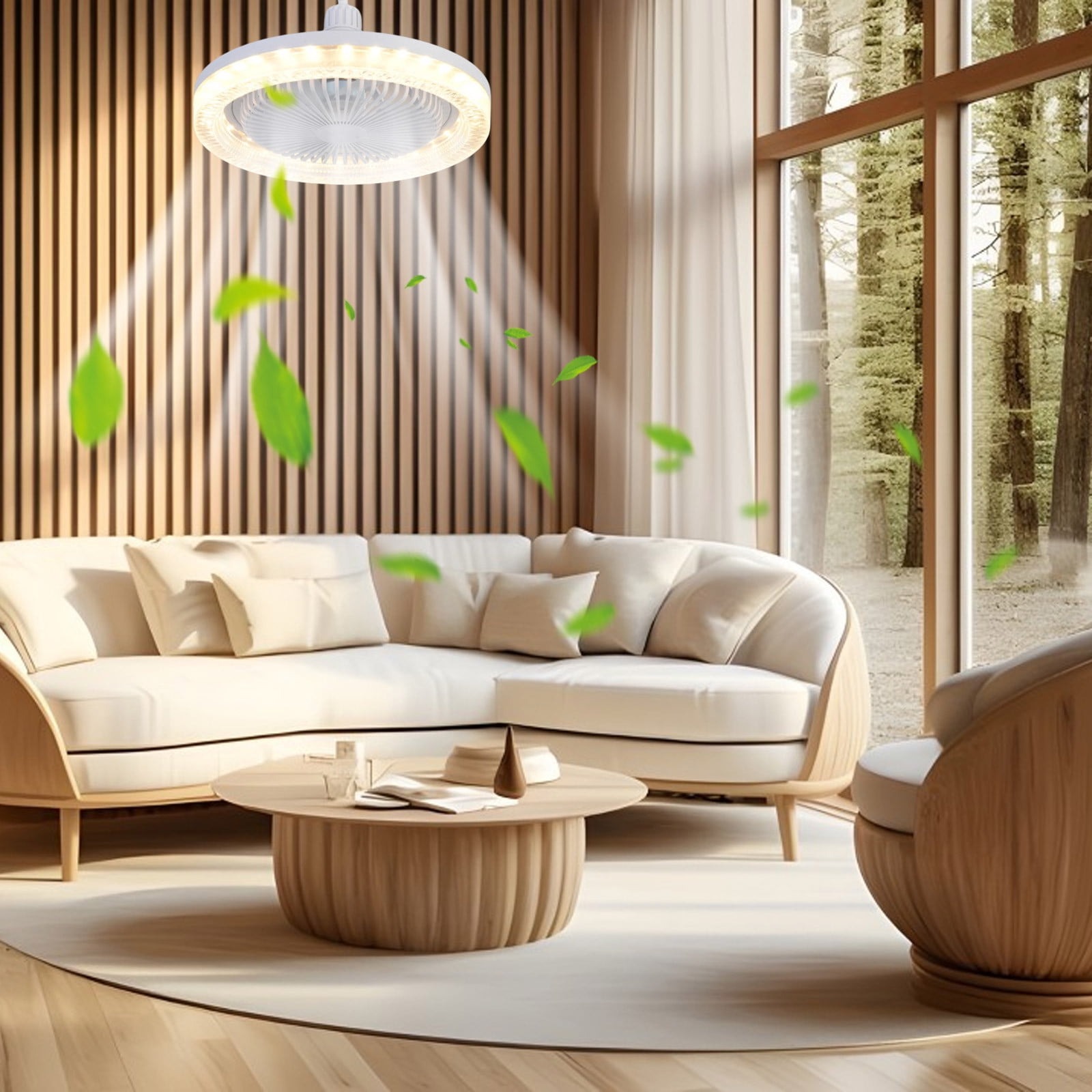 Socket Fan Light with Remote Control, 3 Colors Dimmable 360 ...