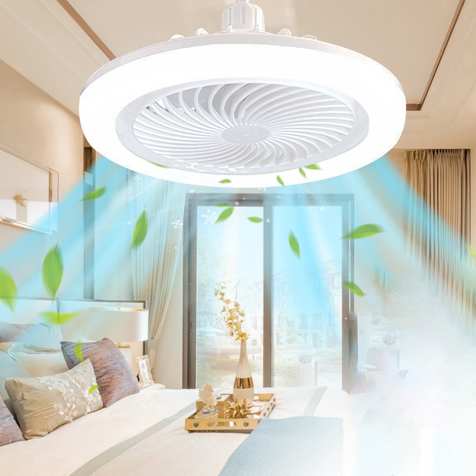 Socket Fan Light, Small Ceiling Fans with Lights and Remote, LED Light ...