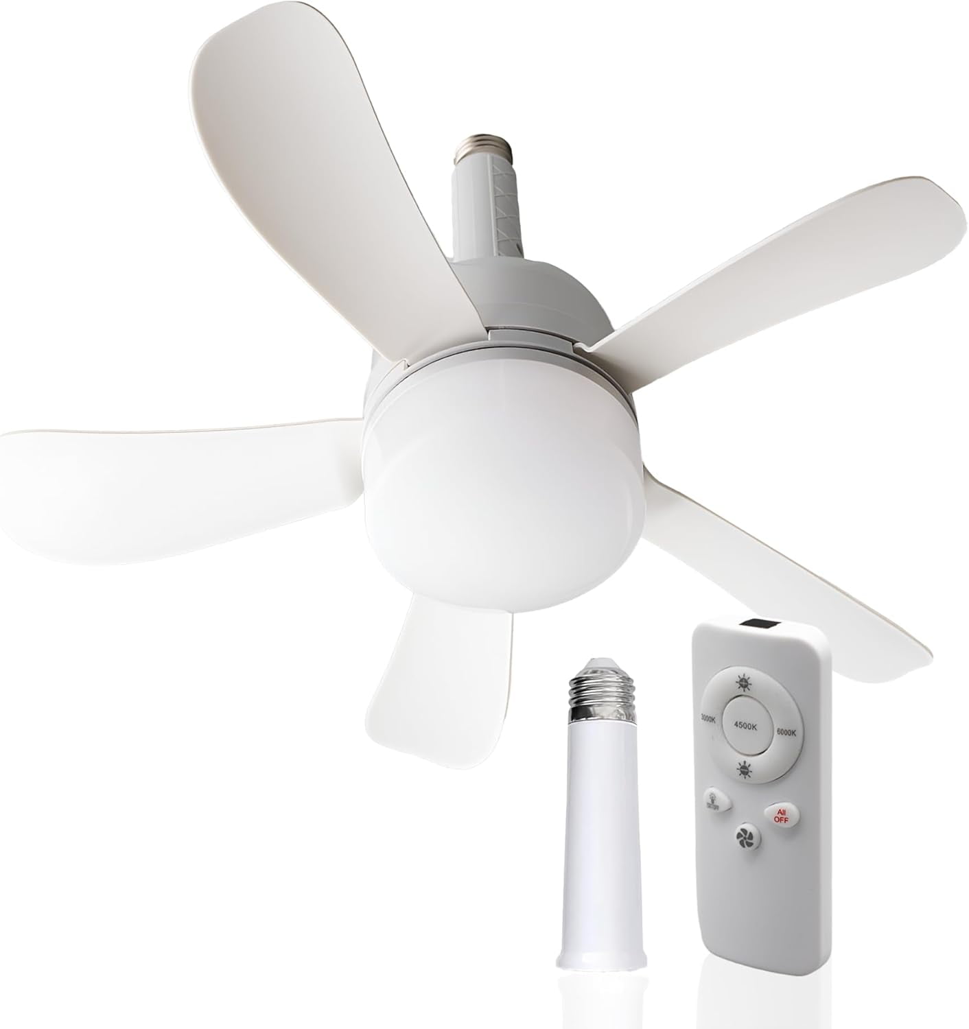 Socket Fan Light, Small Ceiling Fans With Lights & Remote, E26 Base ...