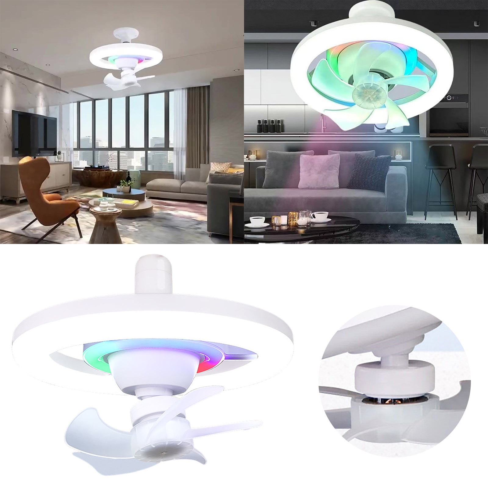 Socket Fan Light Socket Ceiling Fan | 360 Rotatable RGB Adjustable ...
