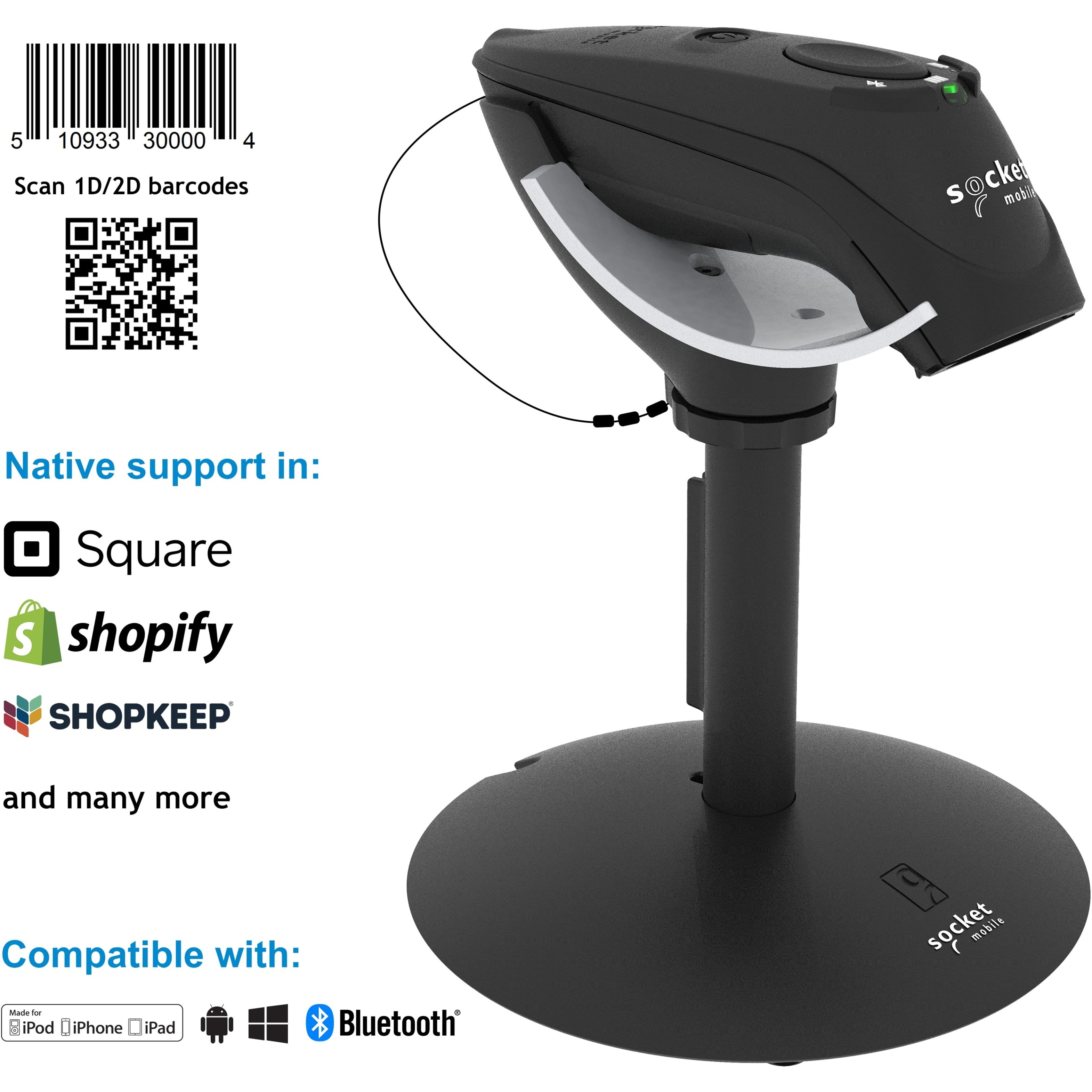 Socket Mobile DuraScan® D740, Universal Barcode Scanner, Black ...