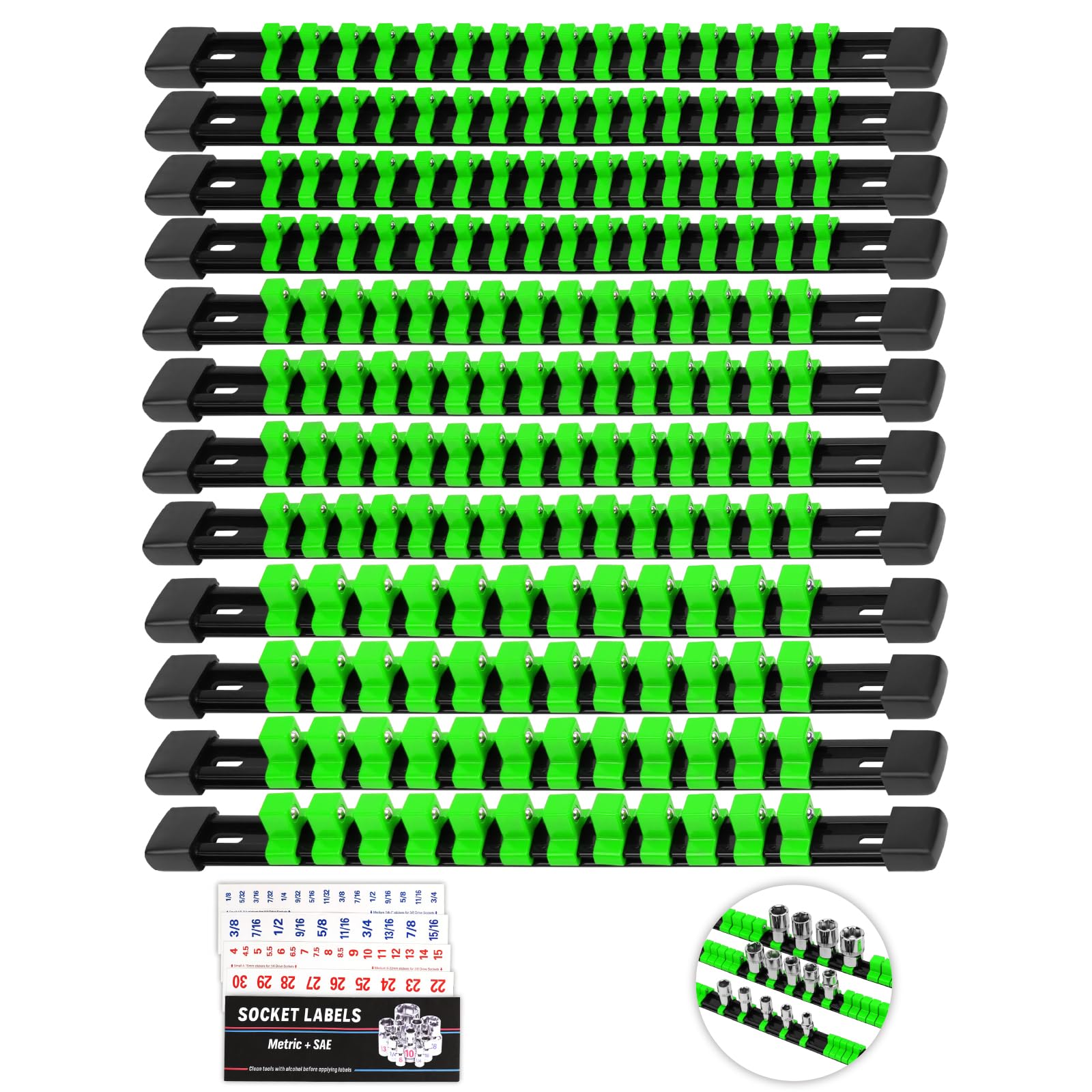 Socket Organizer Holder Tool Box: 12-Piece Socket Holders X 64 Clips, 3 ...