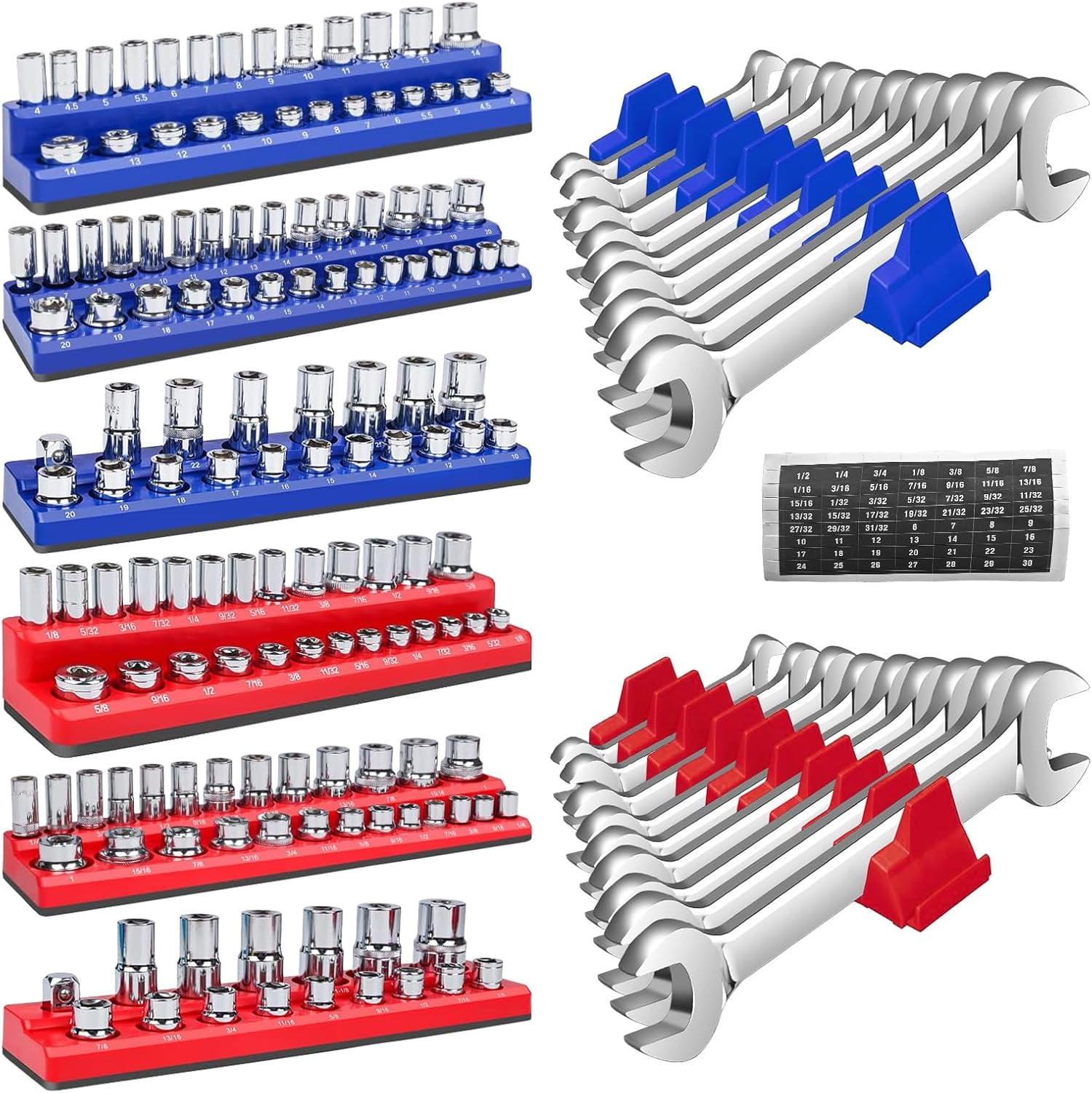 Socket Organizer Set 8 count - Wrench and Socket Holder for 1/4", 3/8 ...