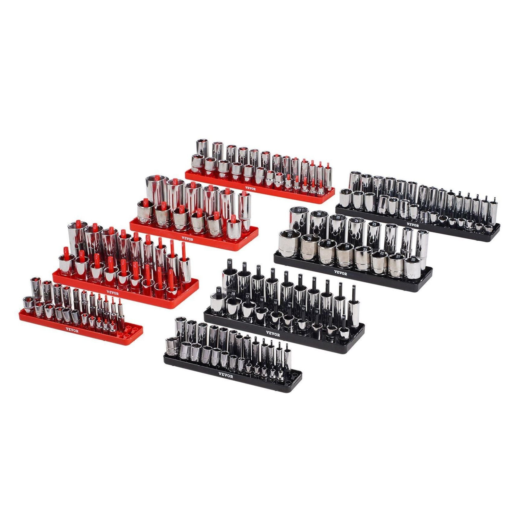 Socket Organizer Set 8PCS High-Rod Tray - Metric SAE Socket Holder ...
