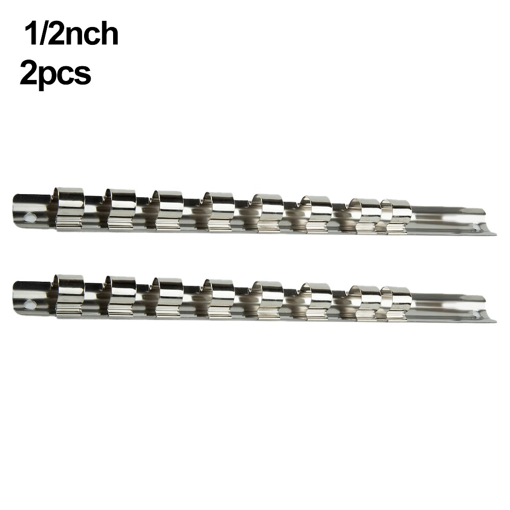 Socket Rack Holder 1/4 3/8 1/2 Inch With 8 Clips On Rail Tool Organizer ...