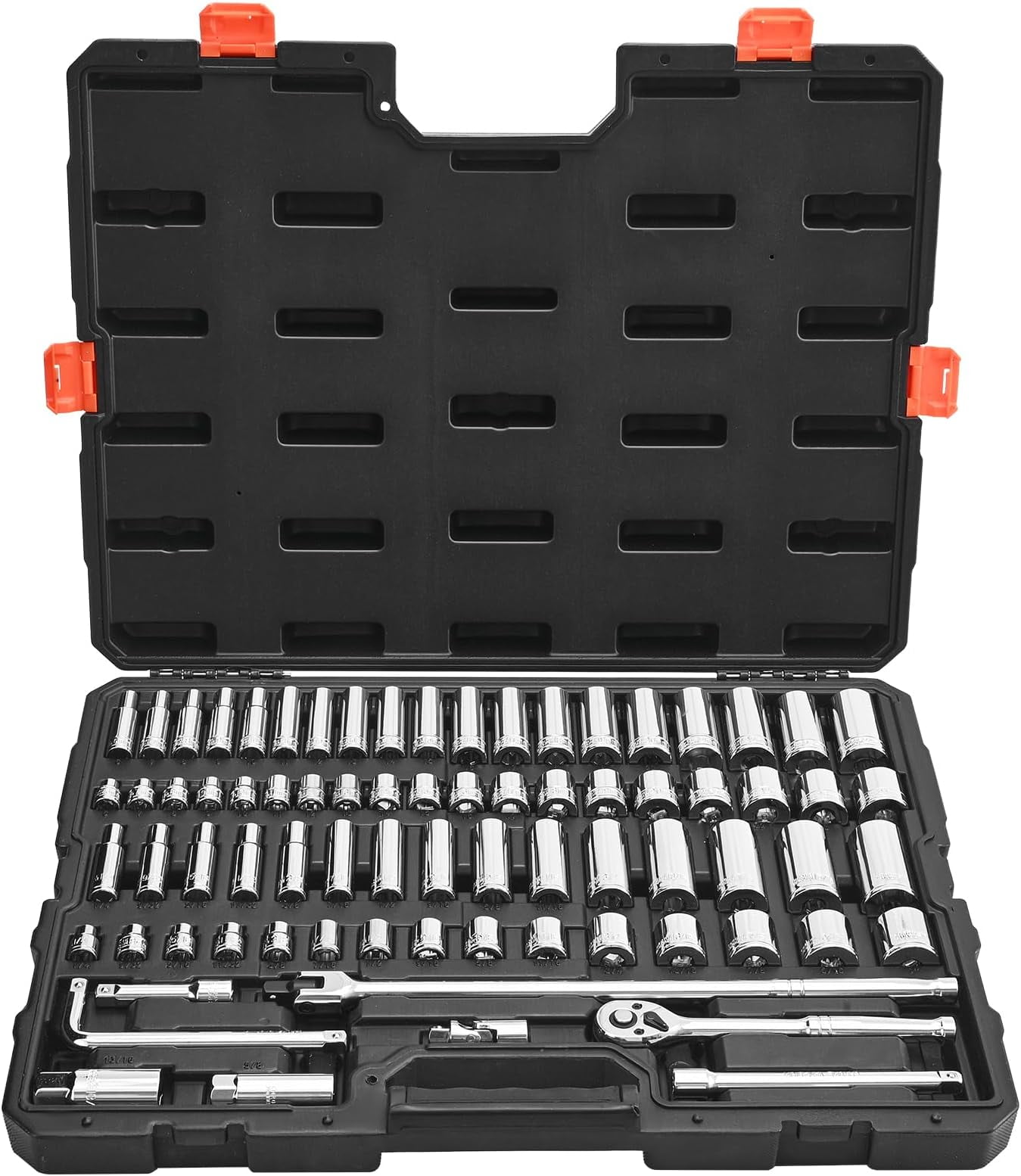 Socket Set, 76 count, 3/8 inch Drive Socket and Ratchet Set, and Metric ...