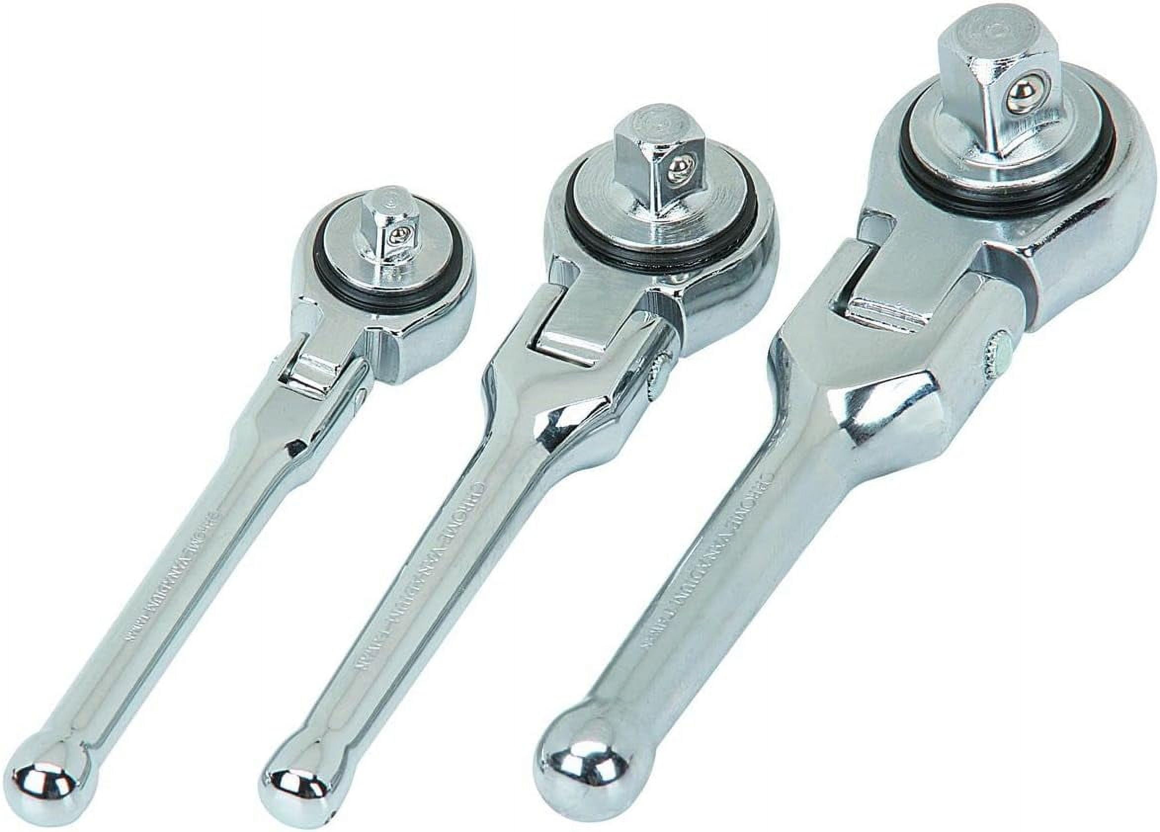 Socket Sets 3 PC Flexible Stubby Ratchet Handle Socket Wrench Swivel ...