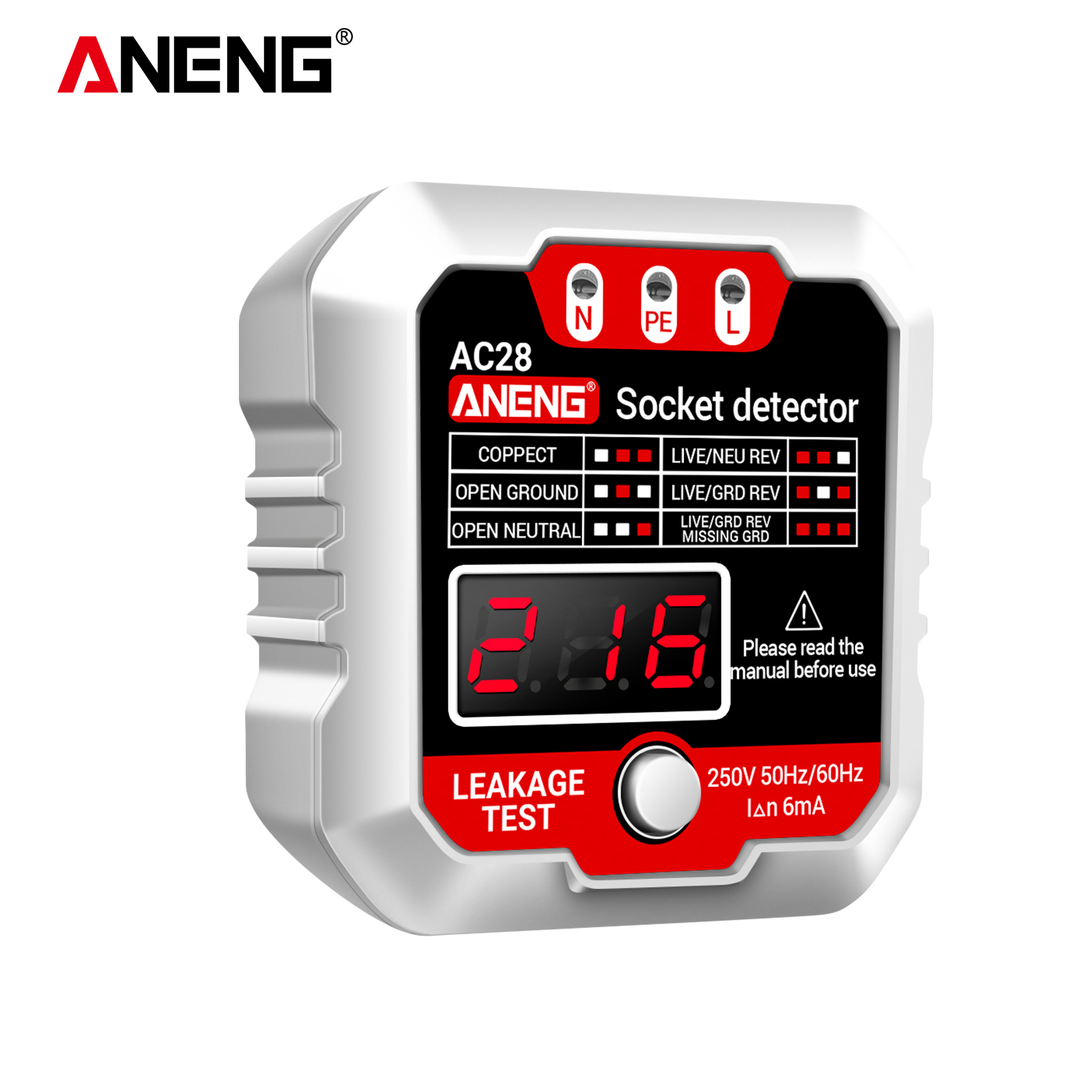 Socket Tester,Display 250v Tester Test Wall White Outlet Tester With ...
