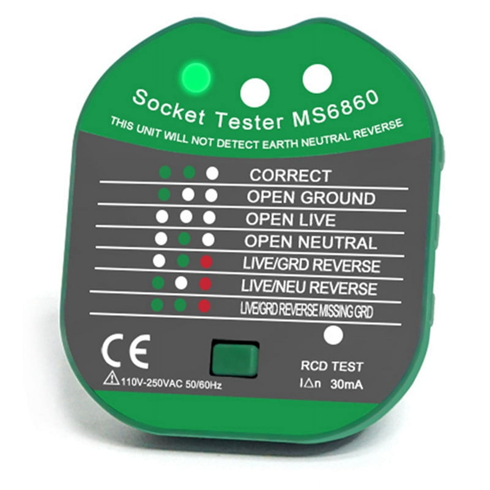 Socket Tester Pro Voltage 30mA RCD Leakage Test Smart Detector Zero ...