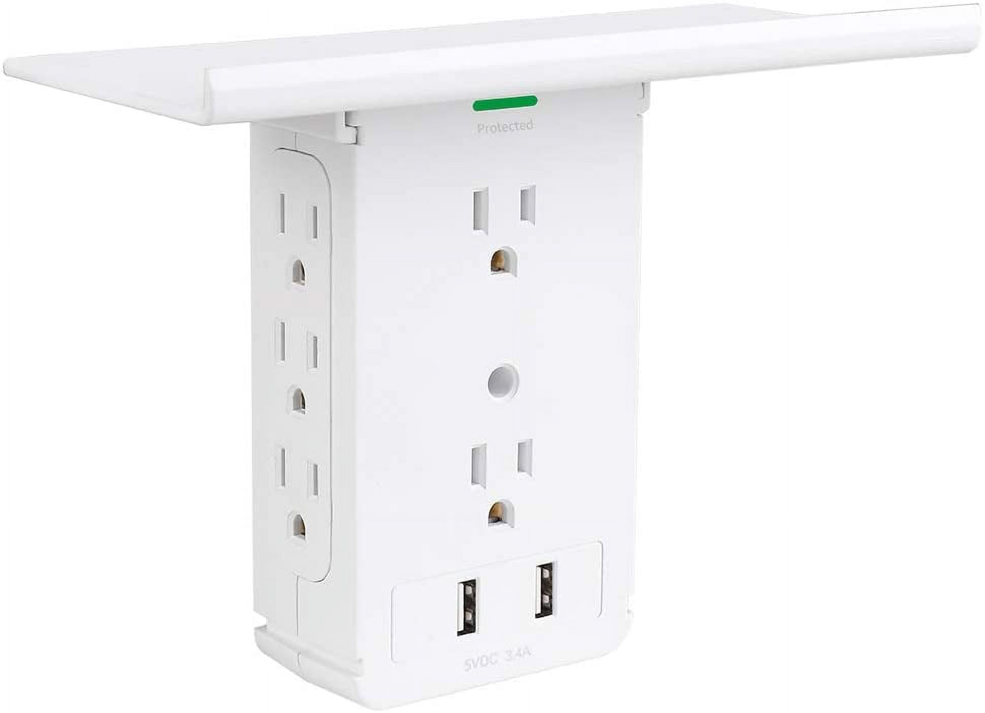 Socket Wall Shelf- 10 Port Sur Protector Wall Outlet, 8 Electrical ...