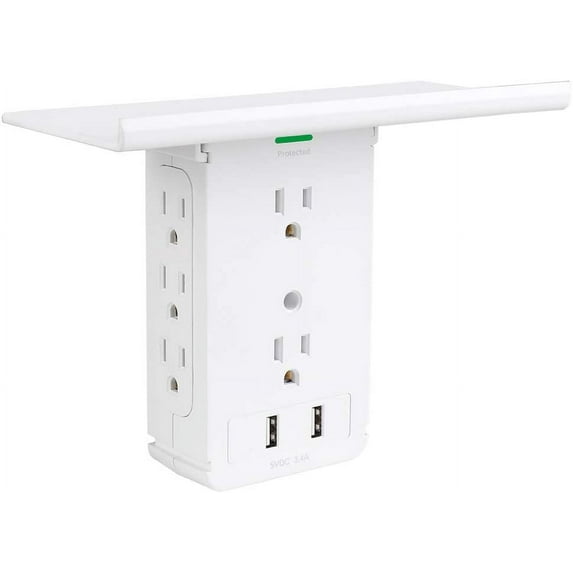 Socket Wall Shelf- 10 Port Sur Protector Wall Outlet, 8 Electrical ...
