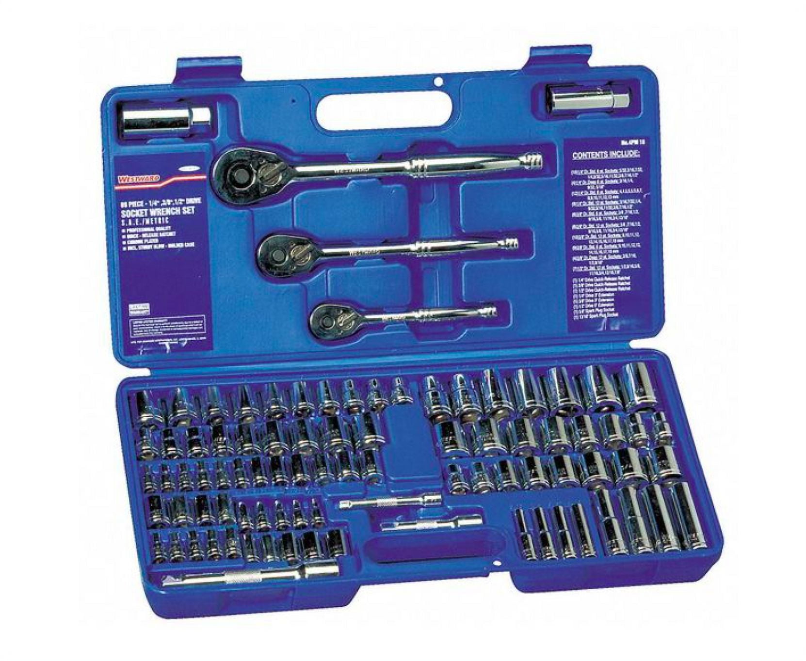 Socket Wrench Set, 1/4", 3/8", 1/2"Dr, 89 pc - Walmart.com