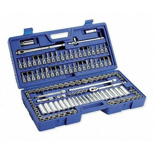 Socket Wrench Set, 3/8 in Drive Size, (25) 12-Point, (26) 6-Point, (6 ...