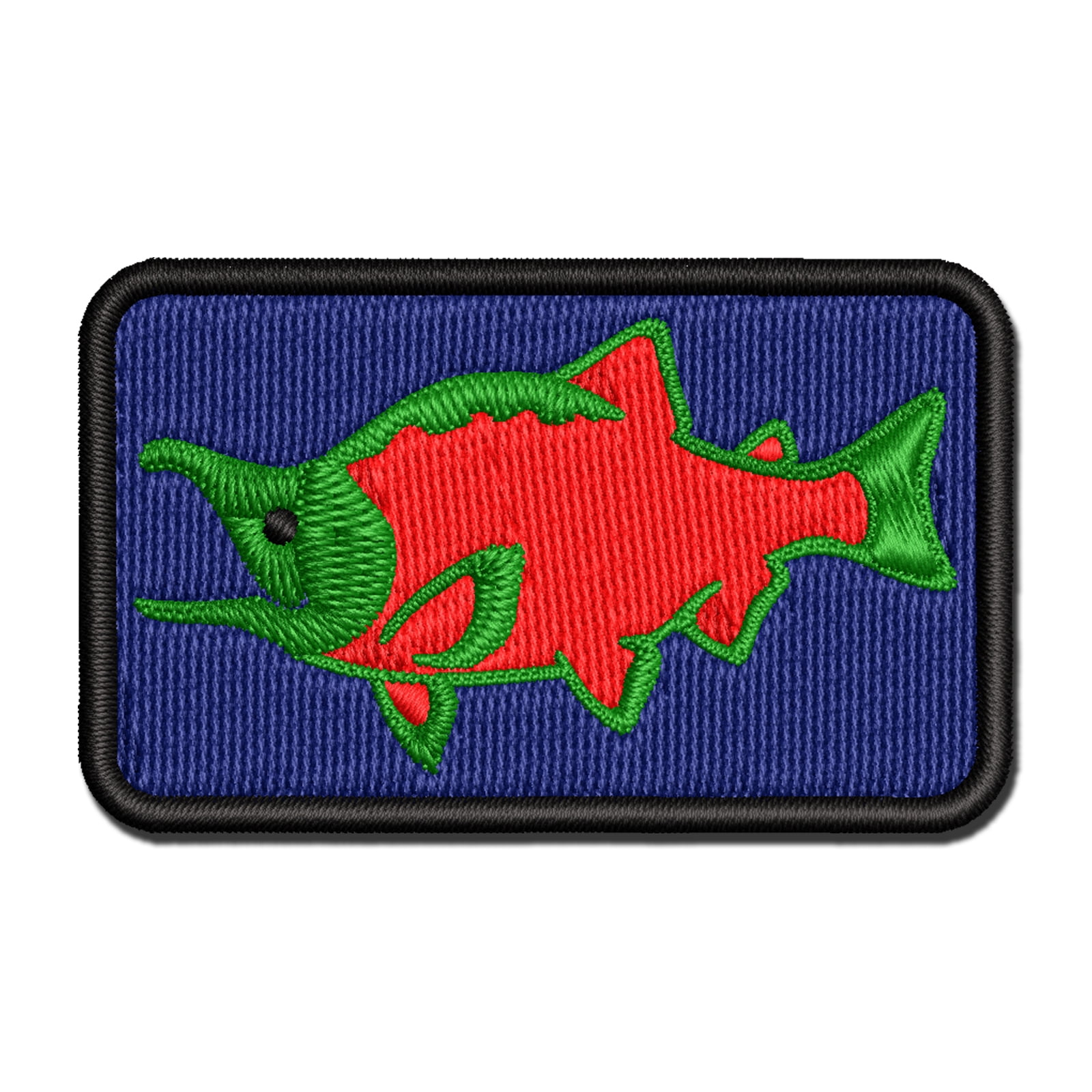 Sockeye Salmon Fish Applique Multi-Color Embroidered Iron-On Patch - 3 ...