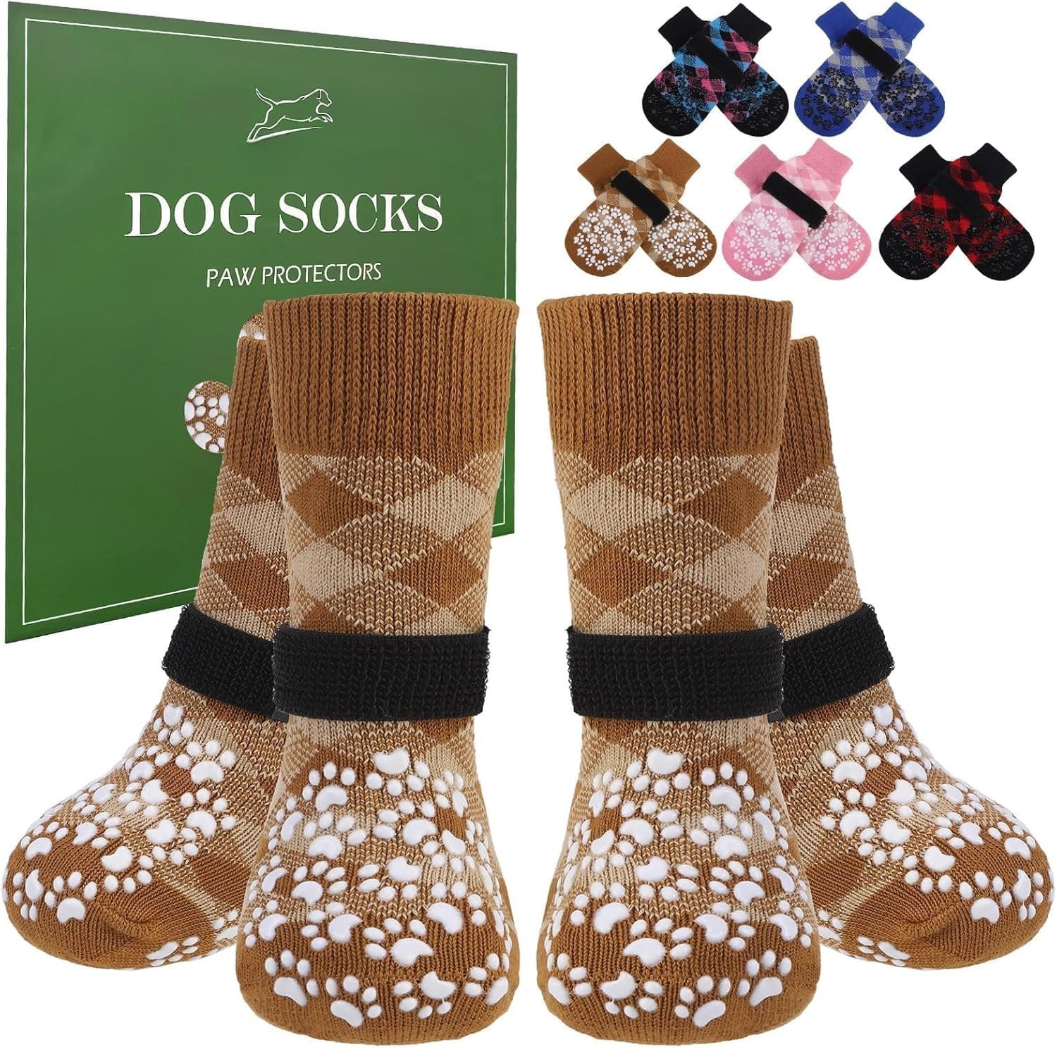 Socks for Cold Winter to Licking Paws, Anti Slip Doggie Booties Grippy ...