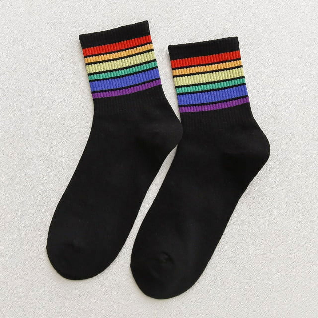 Socks Men 100 Cotton 1 Pair Kawaii Rainbow Color Size 35-42 - Walmart.com