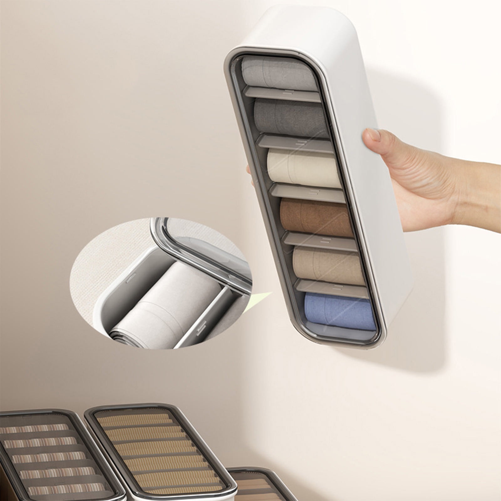 Socks Storage Box with Lid for Drawer or Wardrobe | Plastic Underwear ...