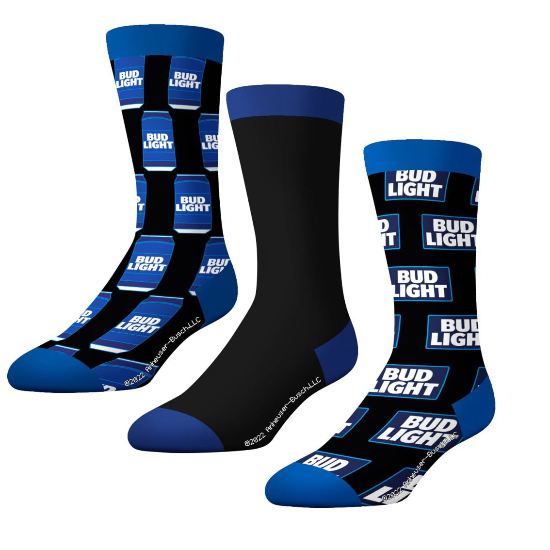 Socks by CRAZYBOXER Bud Light Can and Logo Crew Socks (3 Pack) - Walmart.com